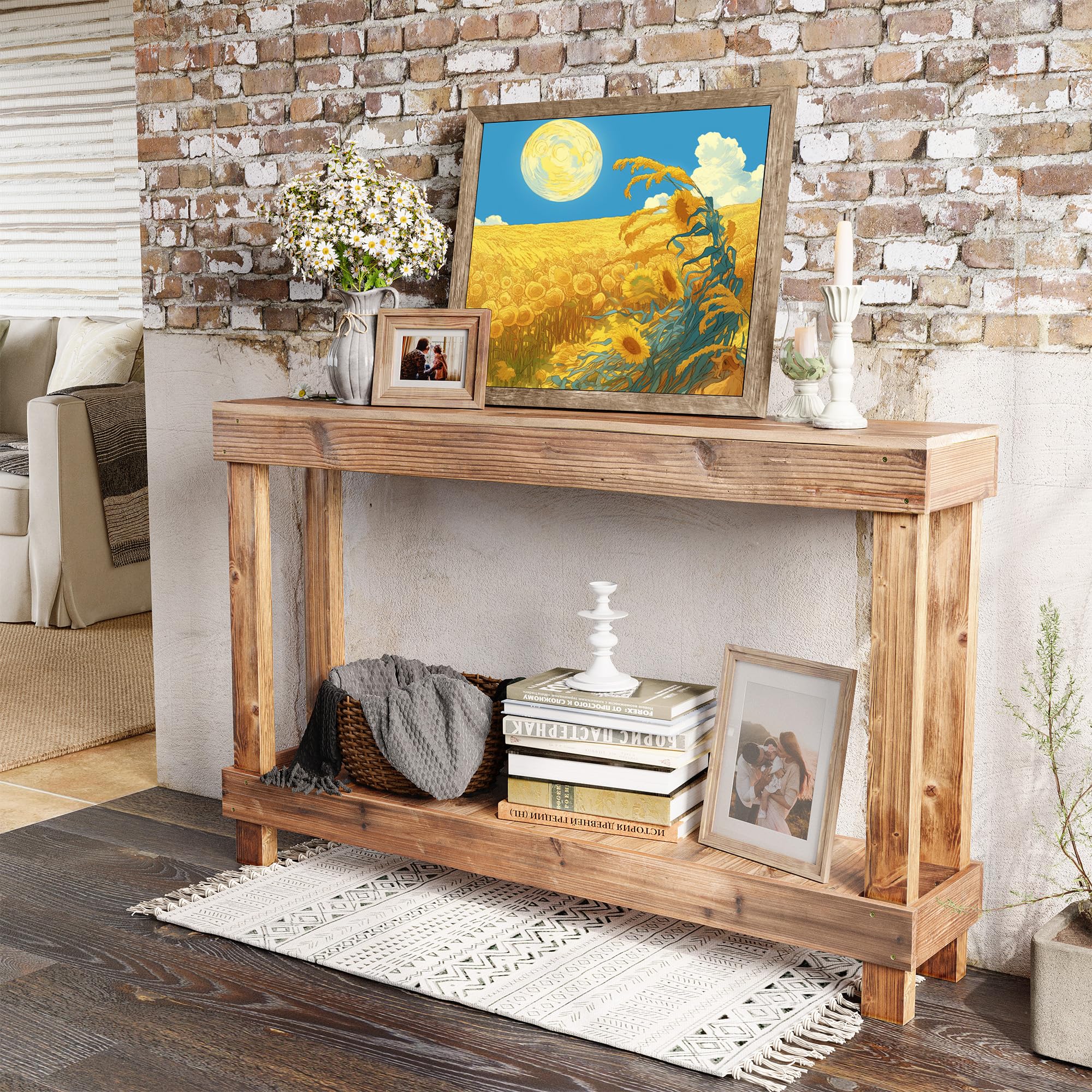 SMARTSTANDARD 60 Inch Rustic Entry Table, Reclaimed Wood Console Table ...