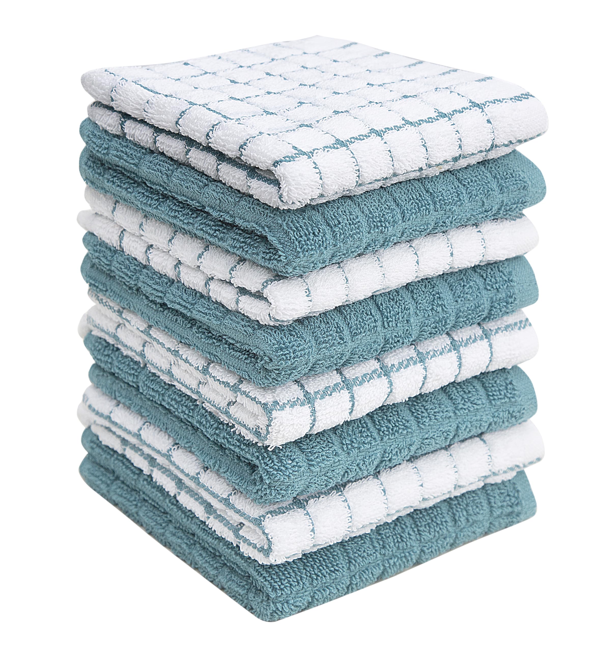 Bumble Premium Cotton Dish Cloths 12" x 12"| Aqua Check Design | 380 ...