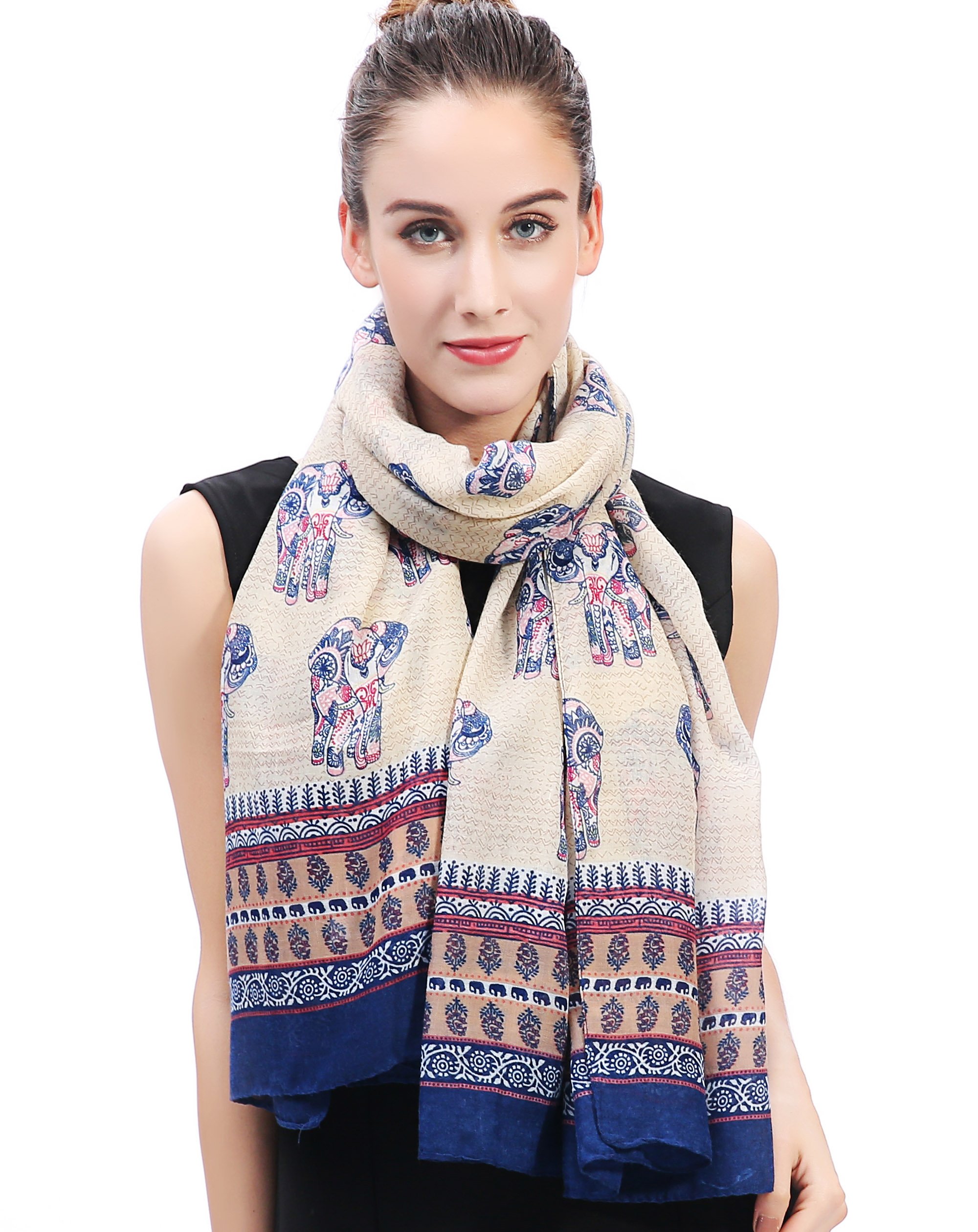 Lina & Lily Elephant Print Women's Long Scarf | Buy Scarves and Wraps