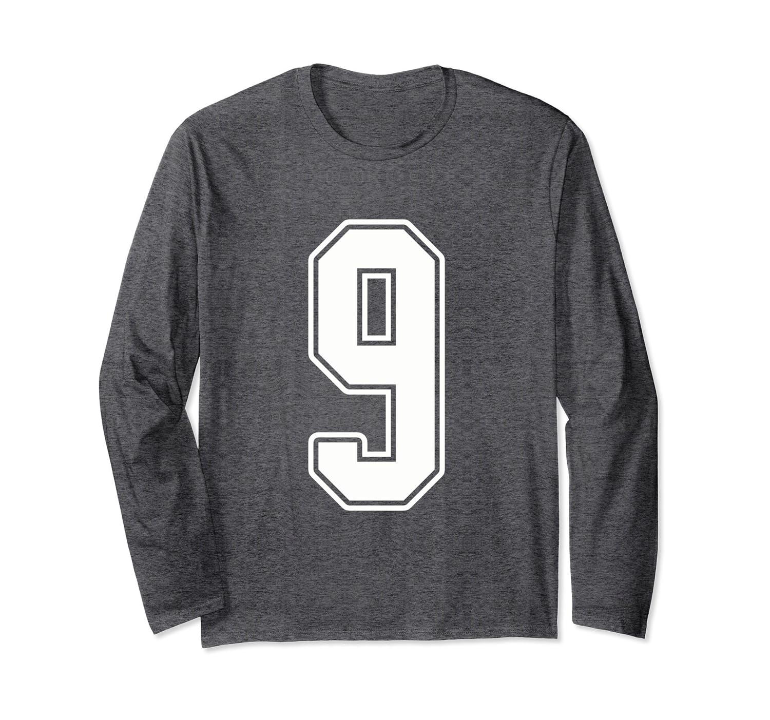 #9 White Outline Number 9 Sports Fan Jersey Long Sleeve-4LVS – 4loveshirt
