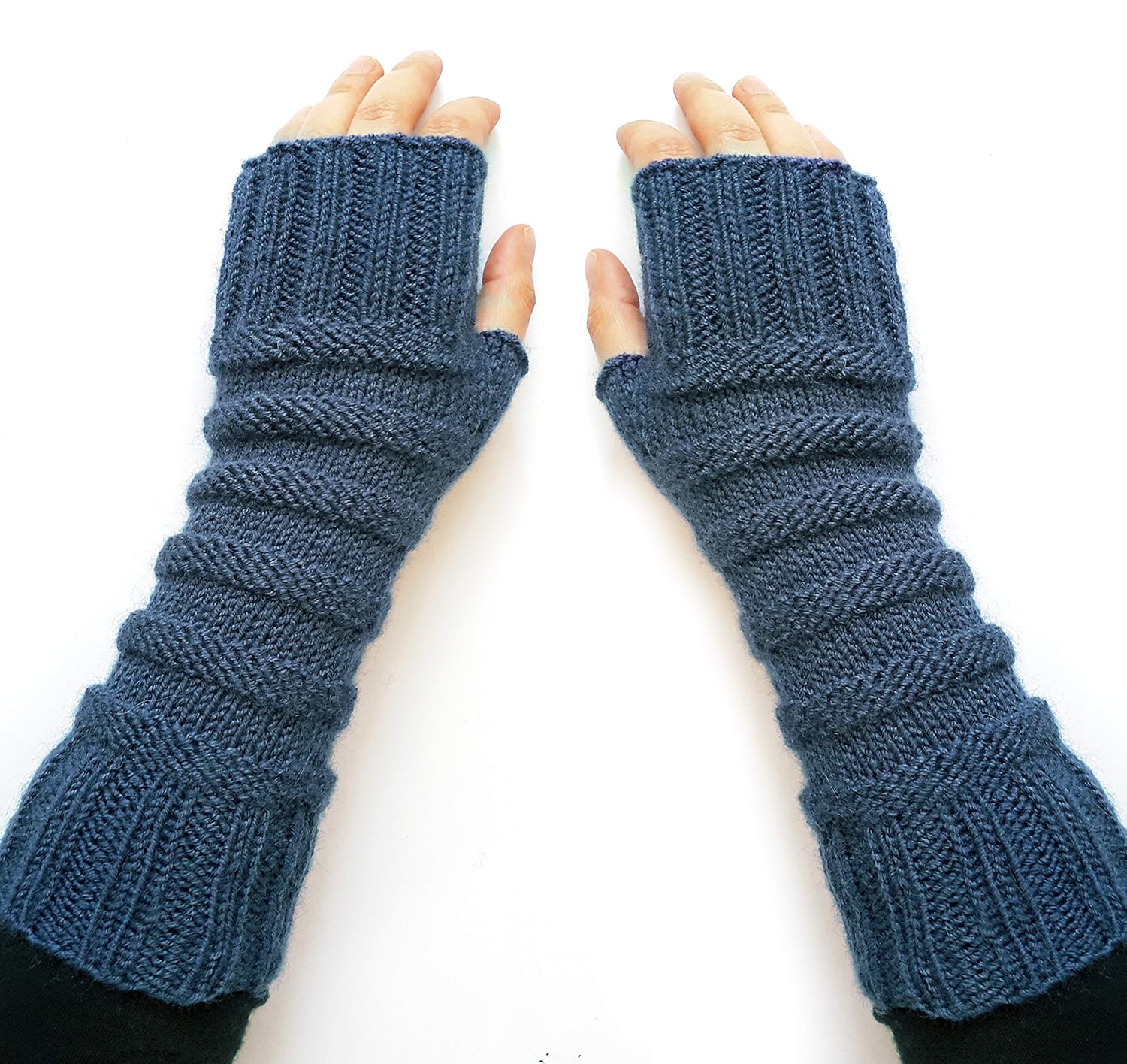 Amazon.com: Blue fingerless gloves - Womens long gloves Fingerless ...