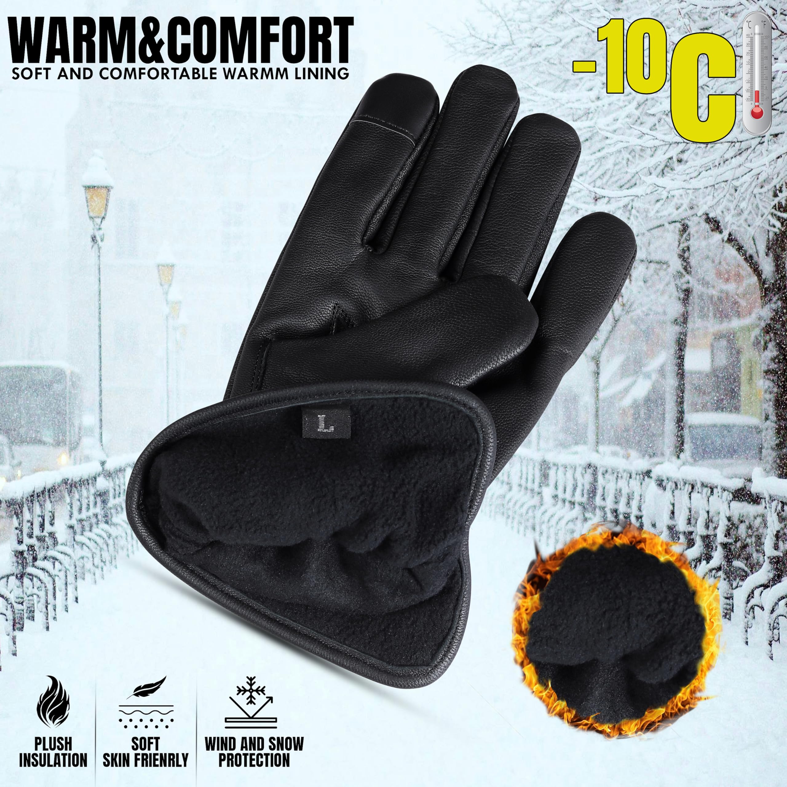 Mua The AMA LOOK Genuine Winter Leather Driving Gloves for Men, Fleece ...