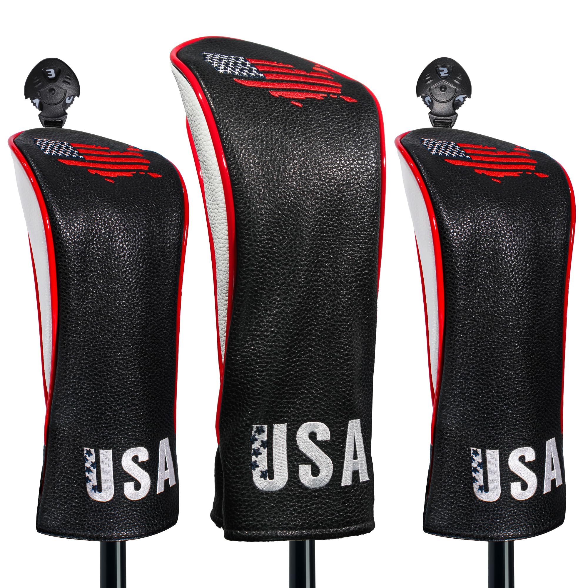 Golf Club Covers,3pcs USA Golf Head Covers for Woods and Driver Fairway ...