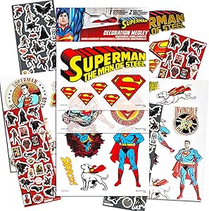 DC Comics Superman Stickers Party Supplies Pack ~ Over 300 Superman ...