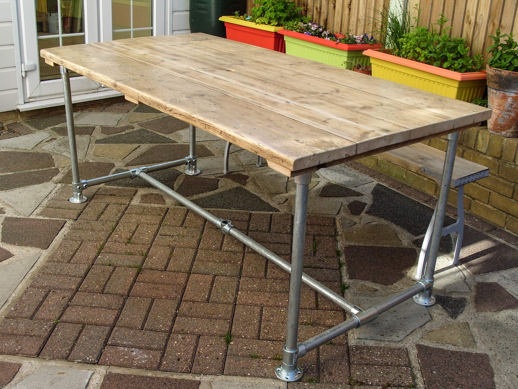 Buy Scaffold Tube Rustic Desk/Dining Table made from Recled Scaffold ...
