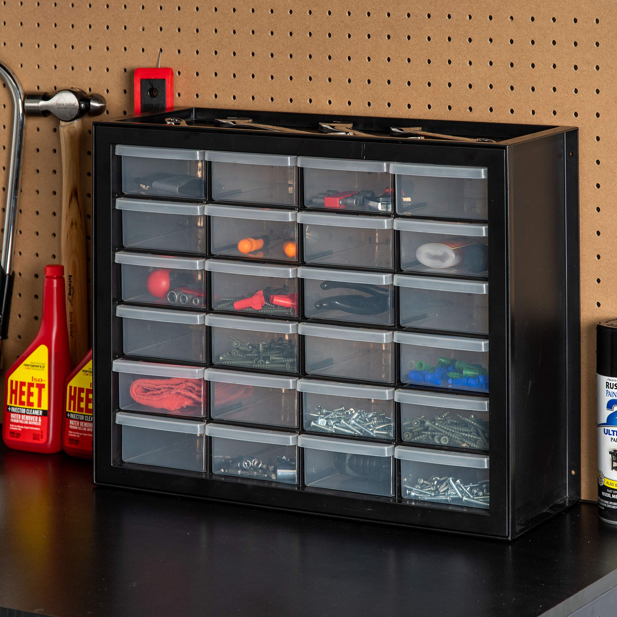 IRIS USA Screw Organizer, Hardware Storage Organizer, 24 Drawer Parts ...