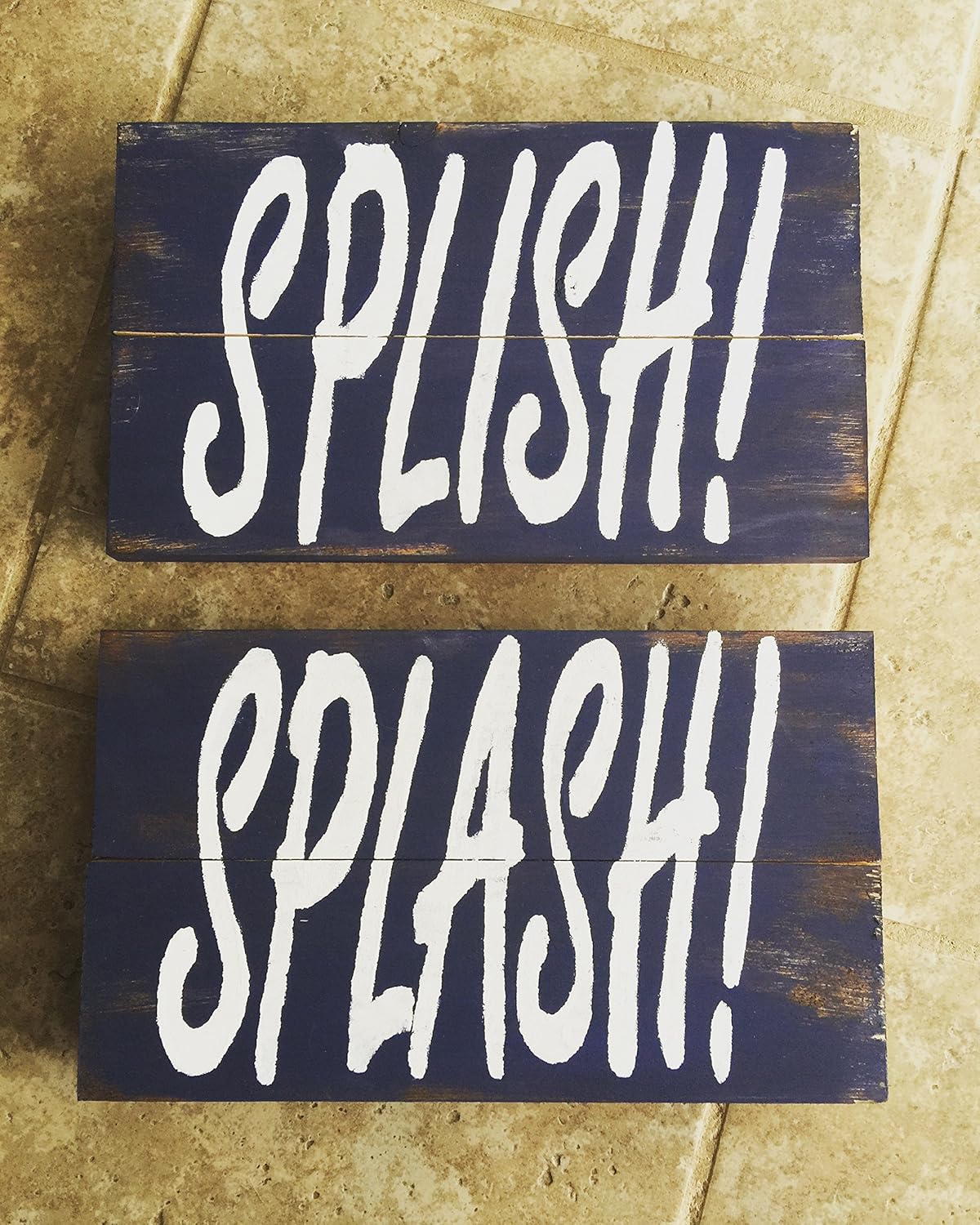 Amazon.com: 2 Splish Splash Rustic Wood signs, 12x7 each, Bathroom Wall ...