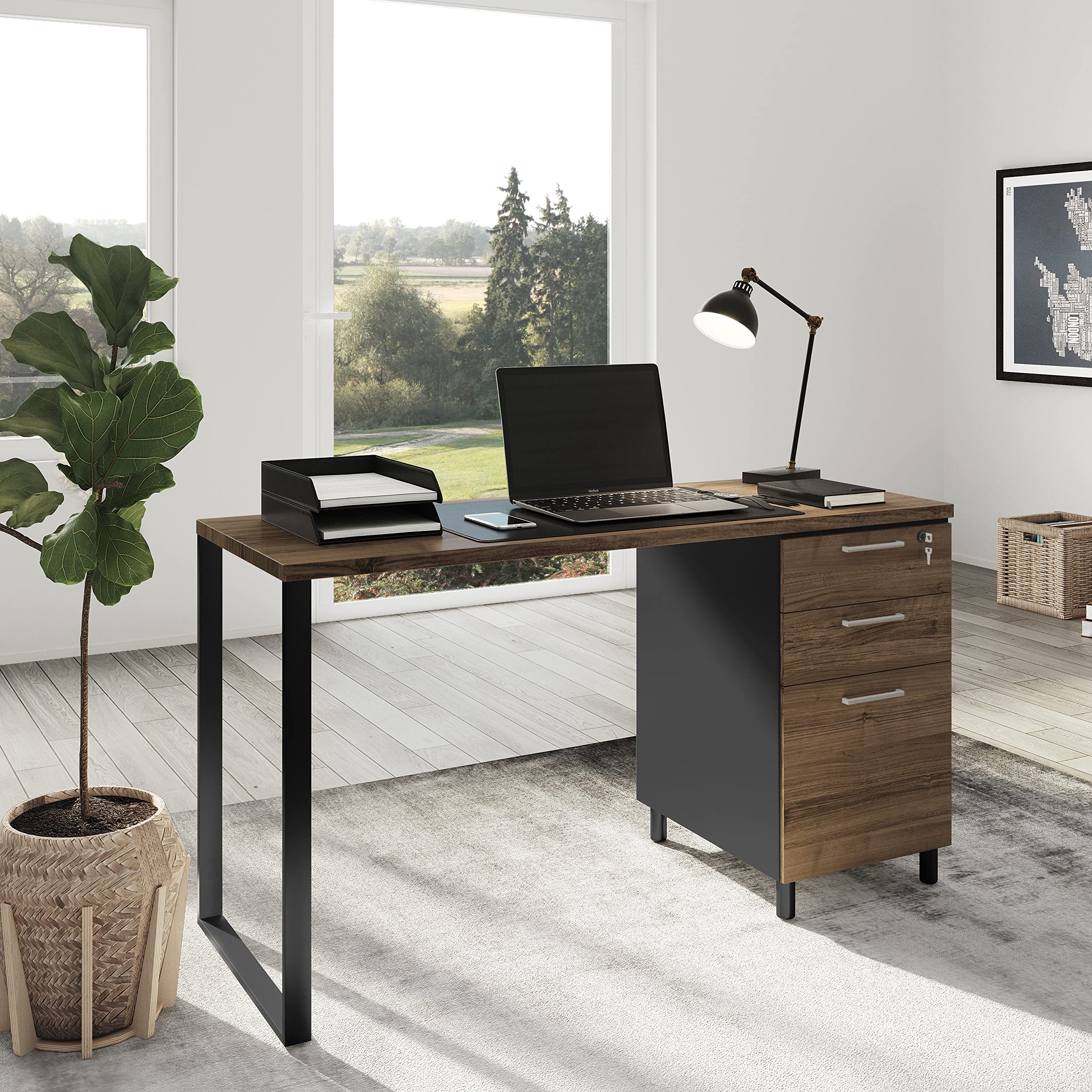 Mua Milano Home Office Desk - 47Inch Cass Walnut/Black Home Office Desk ...