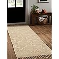 Amazon.com: Hausattire Jute Boho Runner Rug 2'x6' - Natural Beige, Non ...