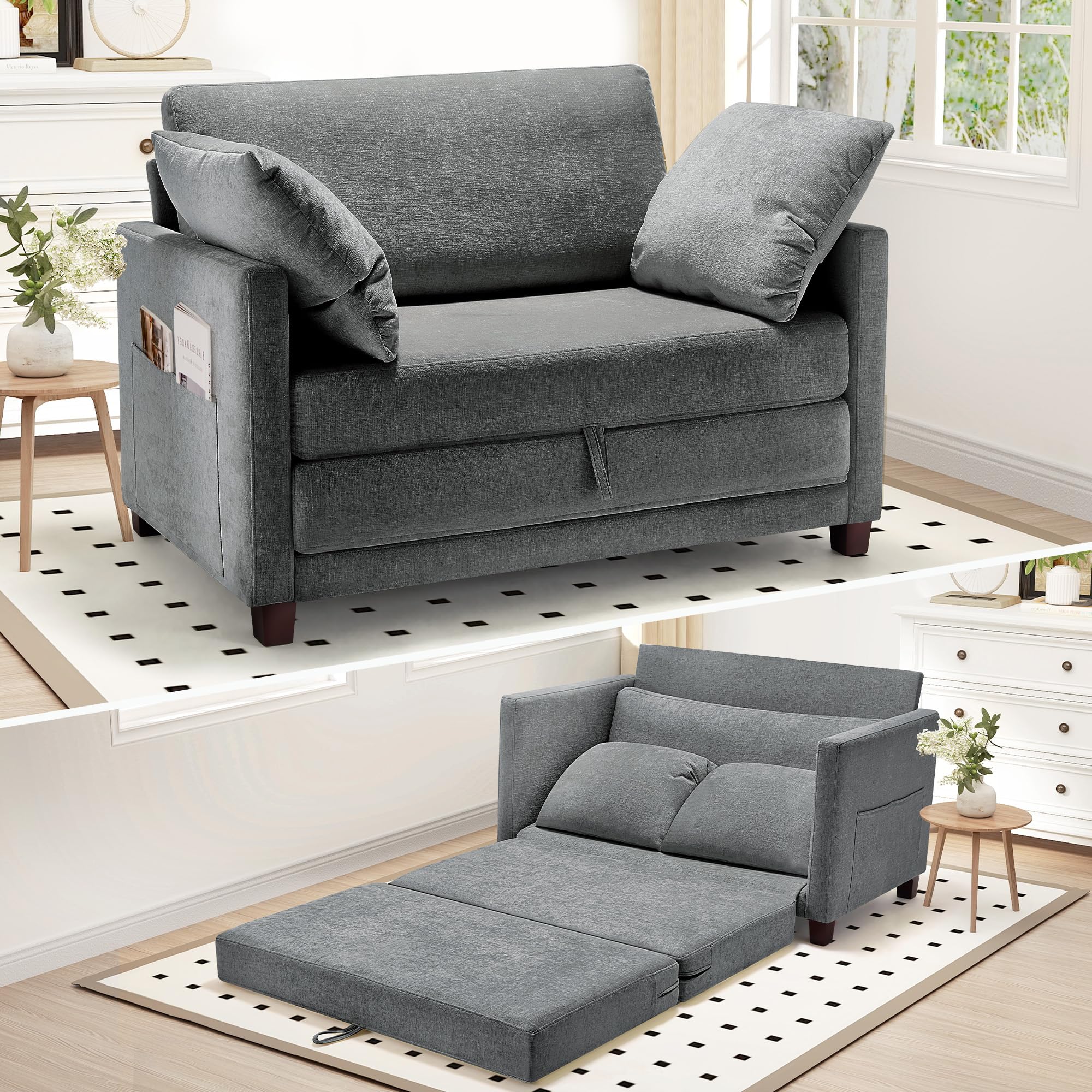 ***PARTIAL SET***Myroyalsit 51" Convertible Sofa Bed, 2 in1 Folding Sofa Bed, Loveseat Sleeper ...