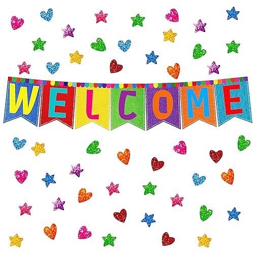 57 PCS Welcome Bulletin Board Set, Everyone is Welcome Poster Hearts ...