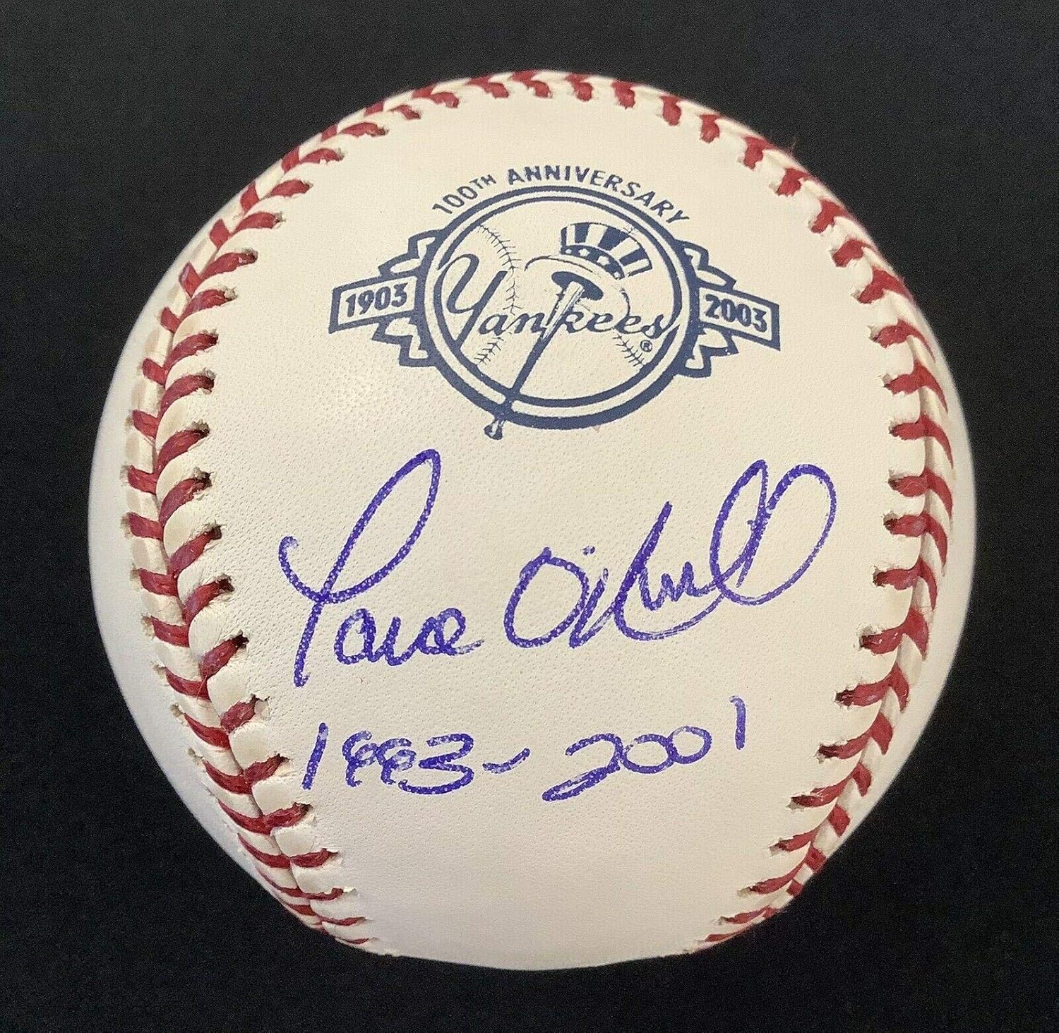 Paul O’Neill Signed Baseball Selig NYY 100th Anniv Logo Autograph Inscr ...