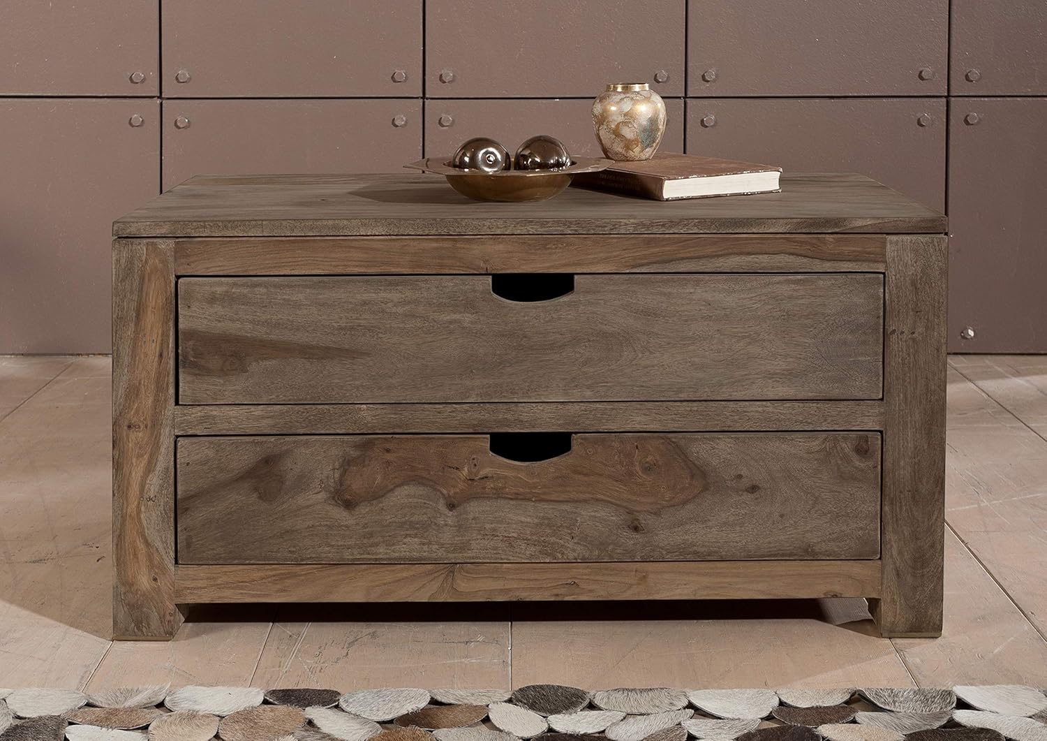 Commode basse - Bois massif de palissandre huilé - NATURE GREY #0124 ...