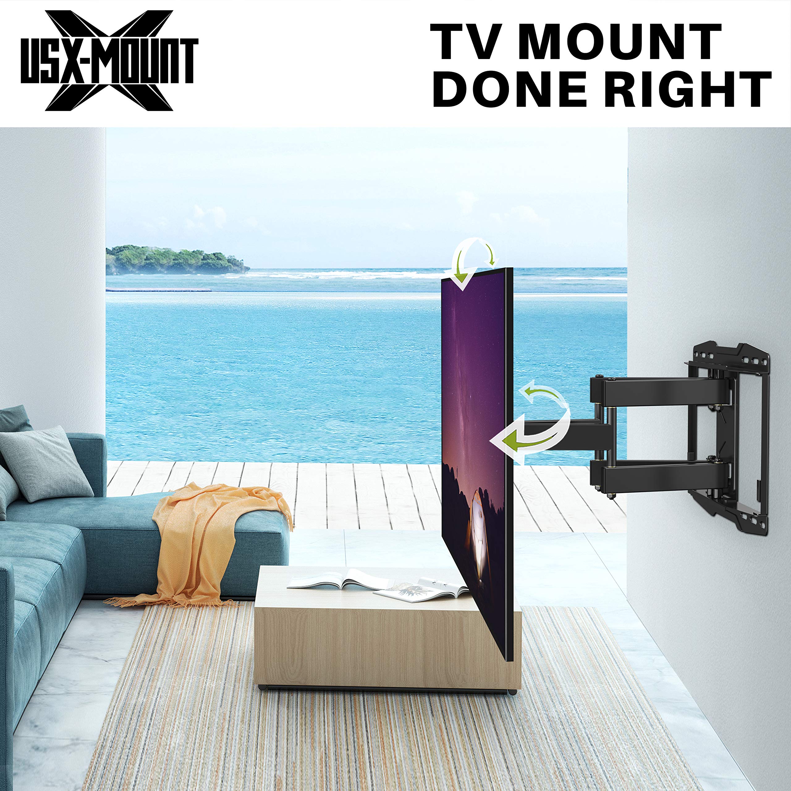 USX Mount UL Listed Full Motion TV Wall Mount for Most 37-86 inch TV ...