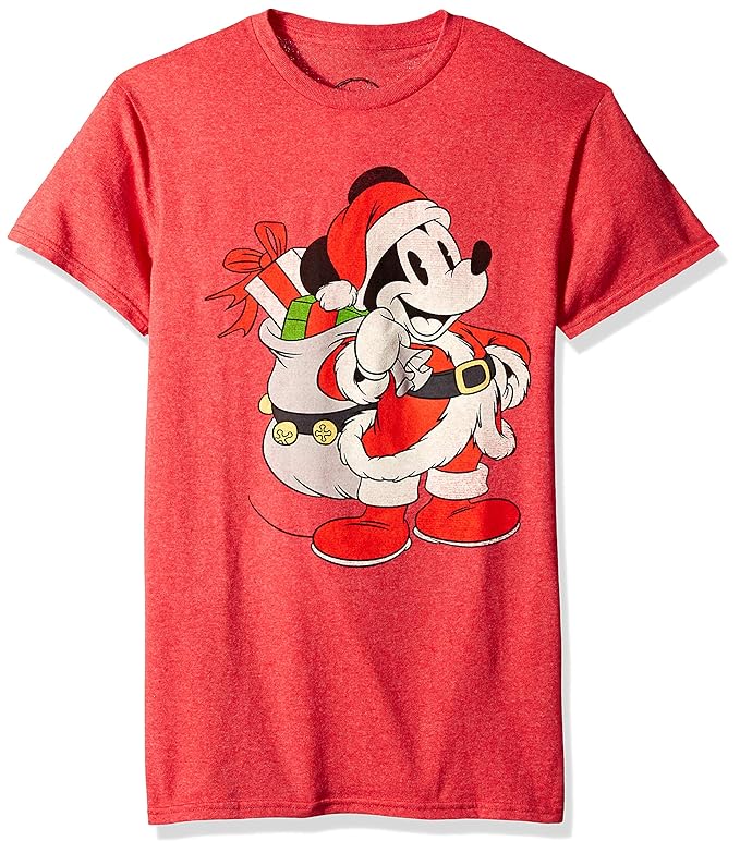 Buy Disney Men's Christmas Mickey Mouse Santa Red Graphic T-Shirt at ...