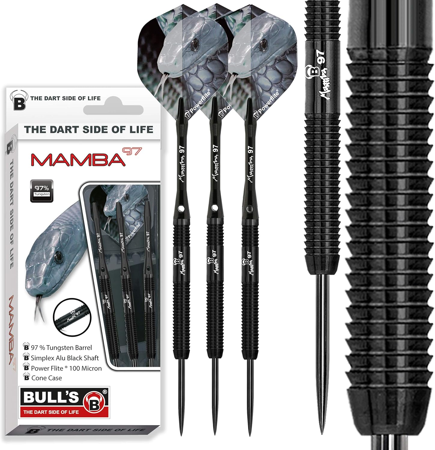 Bulls Mamba 97 Steel Dart, Titanium-Coated Barrel Made of 97% Tungsten ...