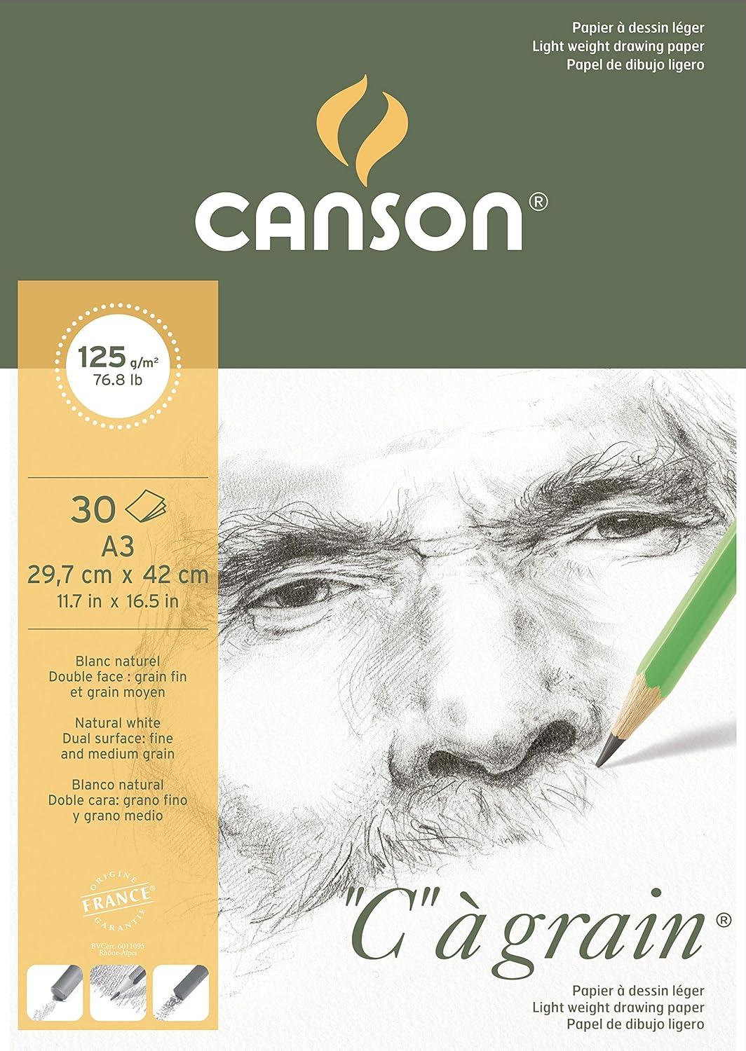 Canson C a Grain 125gsm Lightweight drawing paper, fine grain texture ...