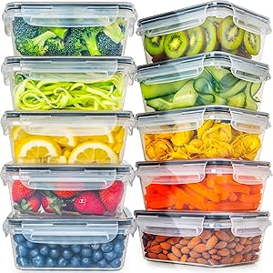 Amazon.com: Food Storage Containers 10 pack (30 oz) | BPA- Free Plastic ...