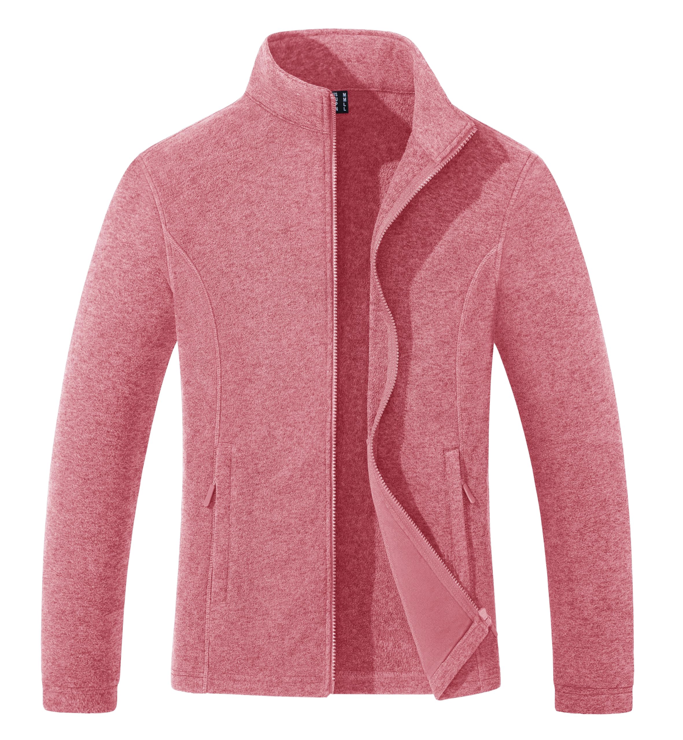 MAGCOMSEN Pink Fleece Jacket Women Long Sleeve Lightweight Soft Polar ...