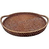 Amazon.com: Round Wicker Serving Trays and Platters with Handles ...