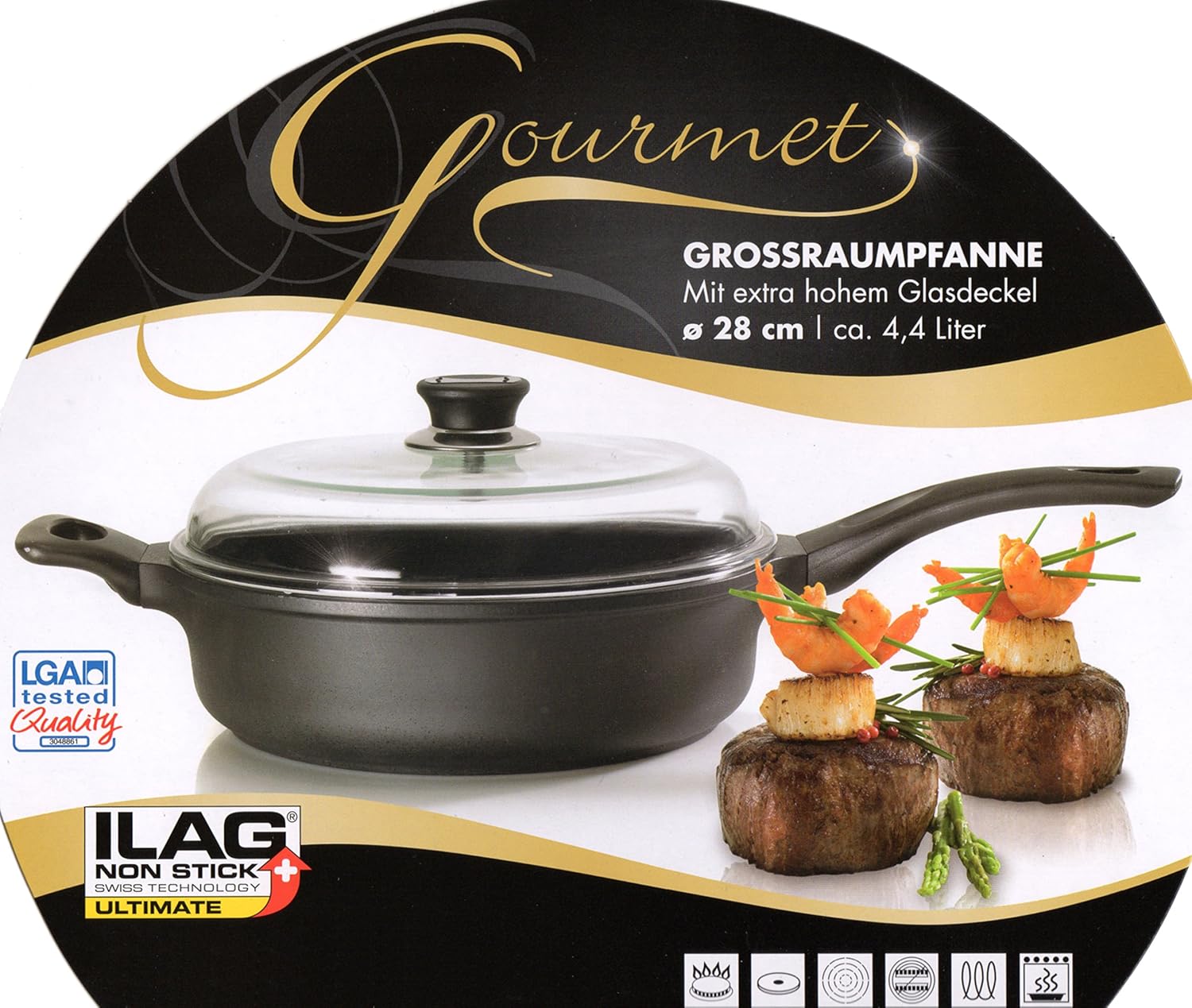 Large Frying Pan With Extra High Glass Lid 4 4 L 28 Cm Triple Non large-frying-pan-with-extra-high-glass-lid-4-4-l-28-cm-triple-non