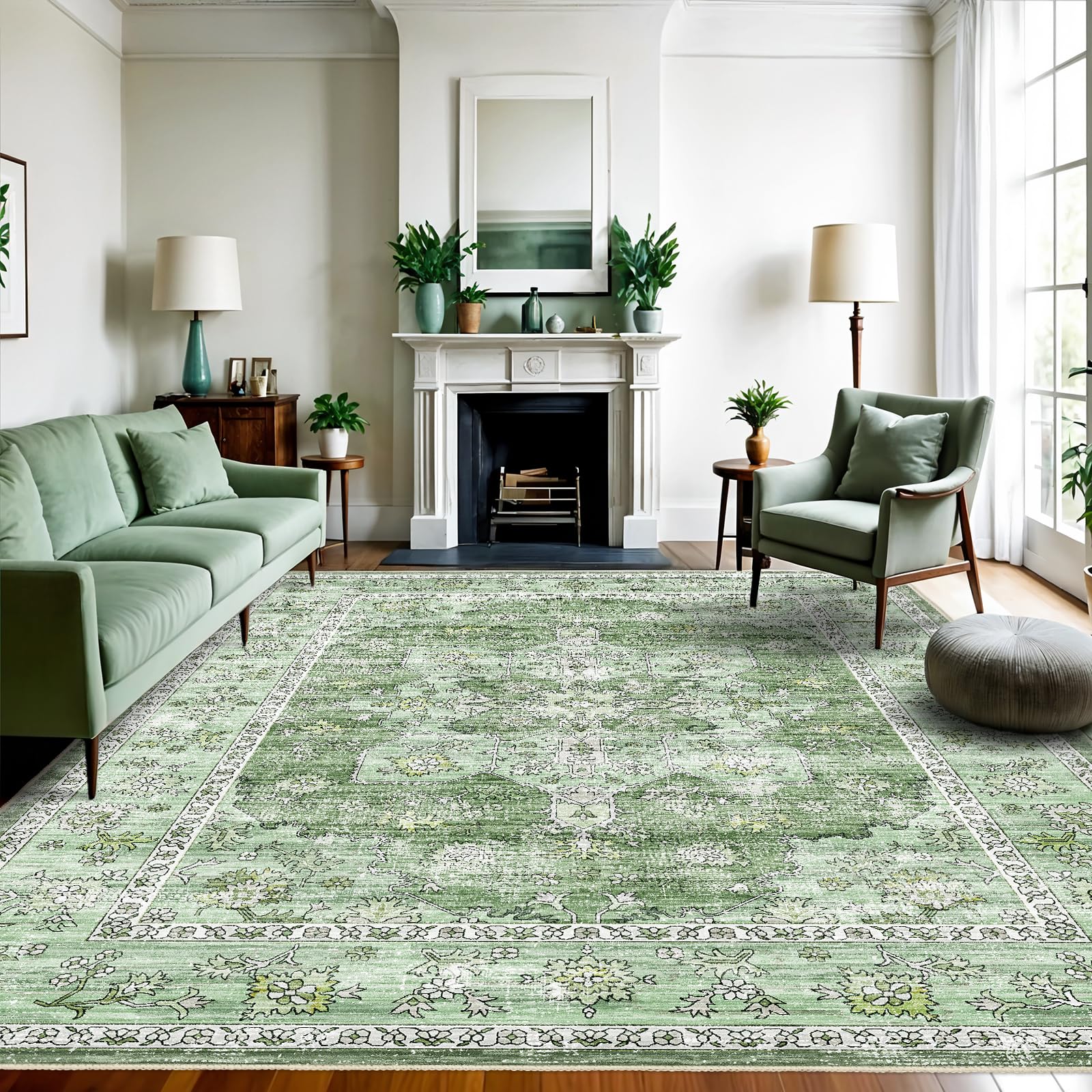 8x10 Washable Living Room Rugs: 8'x10' Non-Slip Backing Safe Area Rugs ...