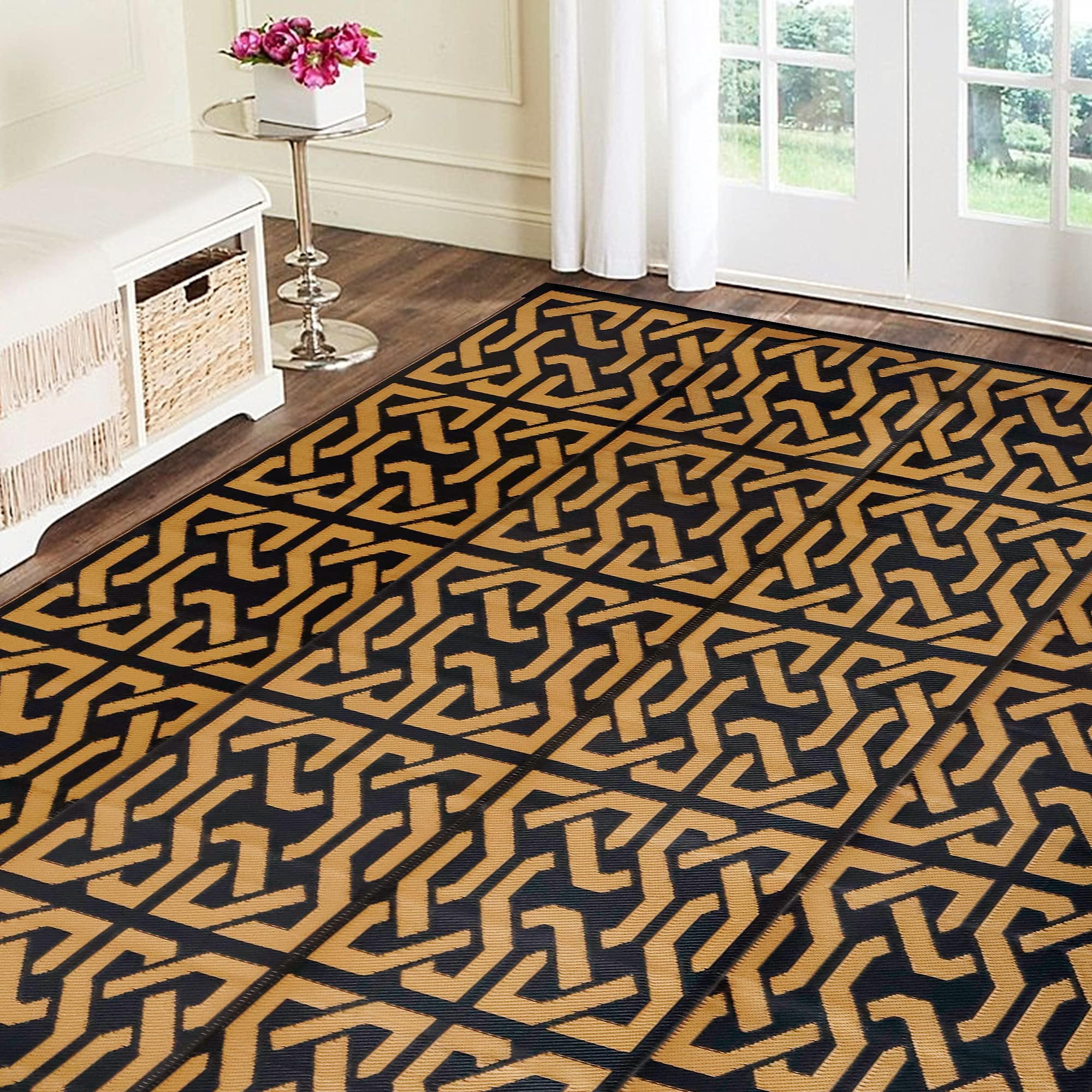 SAND MINE Reversible Mats, Plastic Straw Rug, Modern Area Rug, Large ...