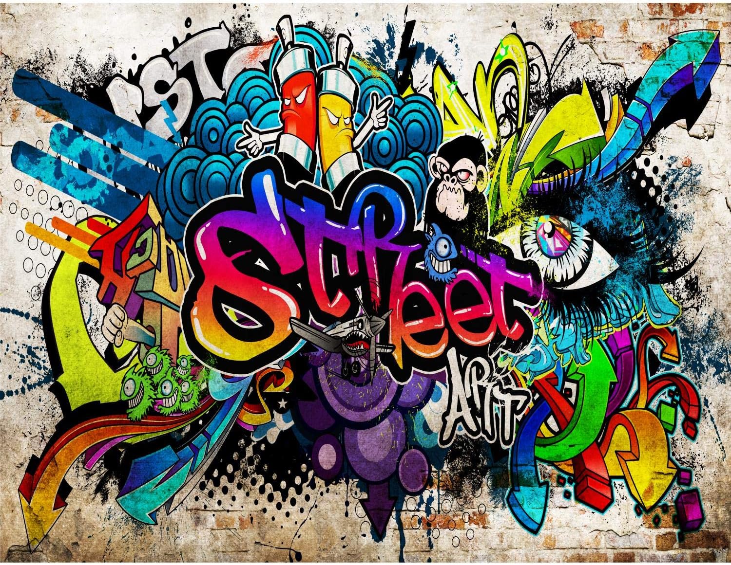 Fototapete Graffiti Streetart 3D 528 x 280 cm - Vlies Wand Tapete ...