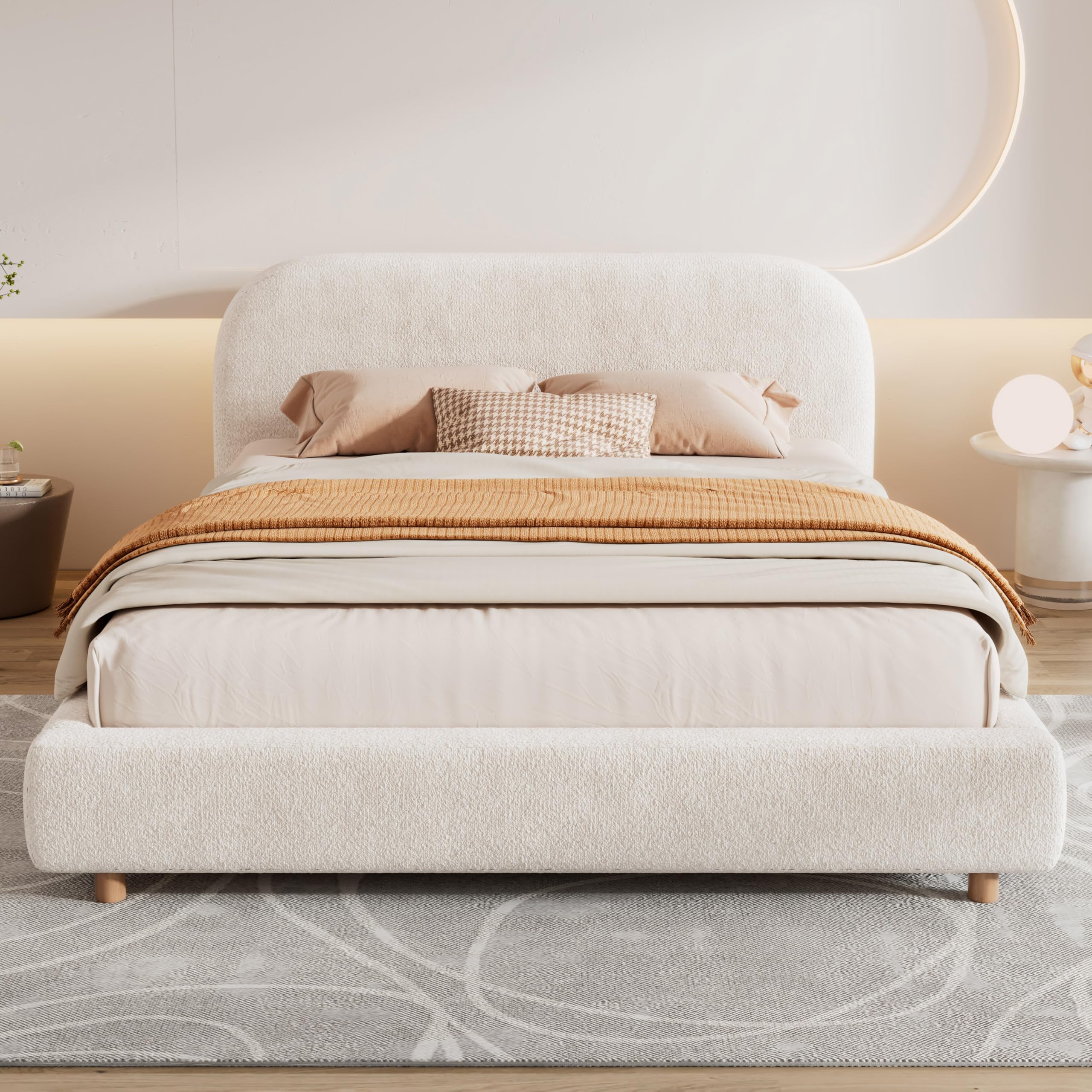 Christopher Knight Home Queen Size Platform Bed, Boucle Fabric ...