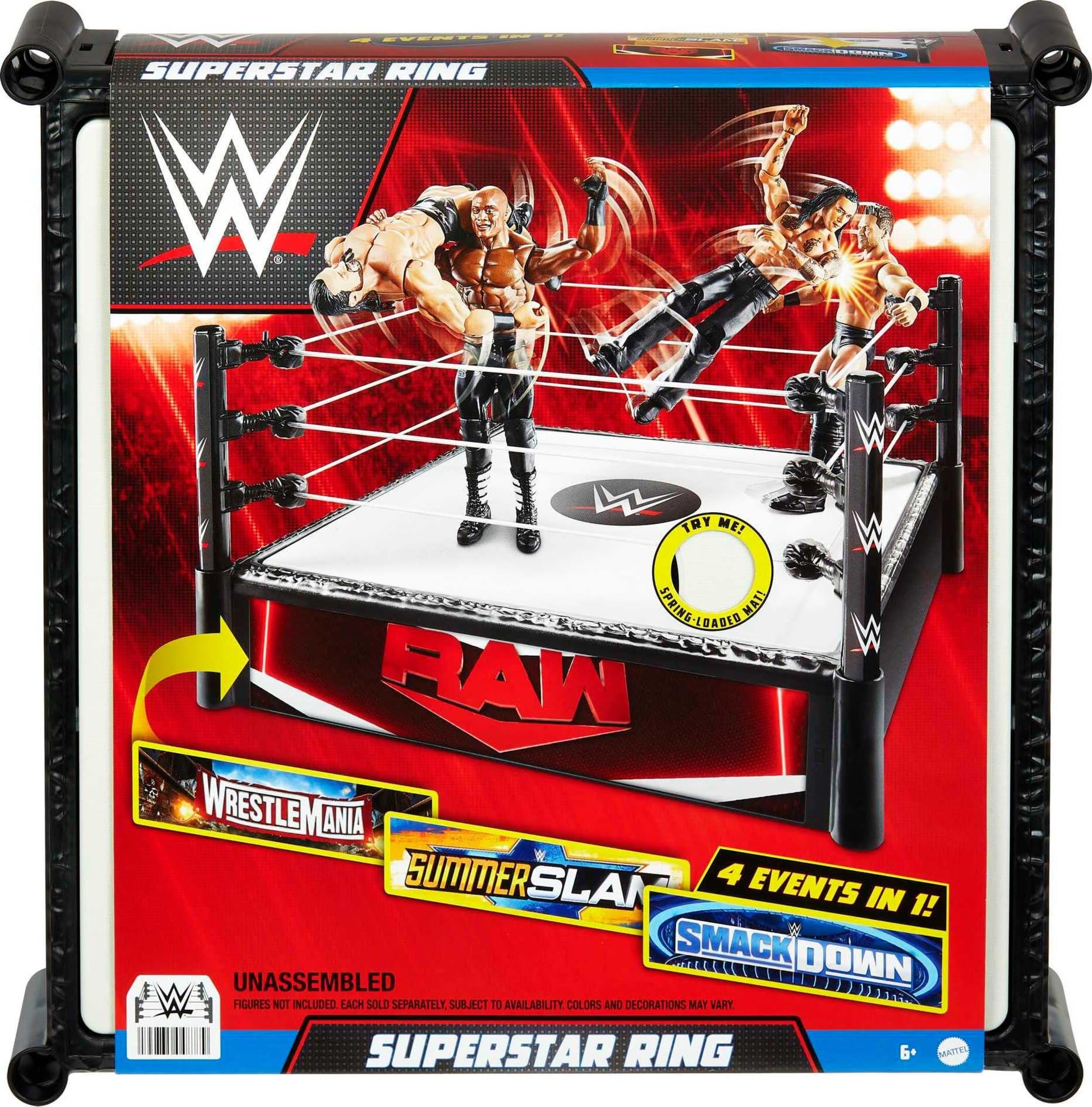 Mua Mattel WWE Superstar Ring, 14 inches with Spring-Loaded Mat, 4 ...