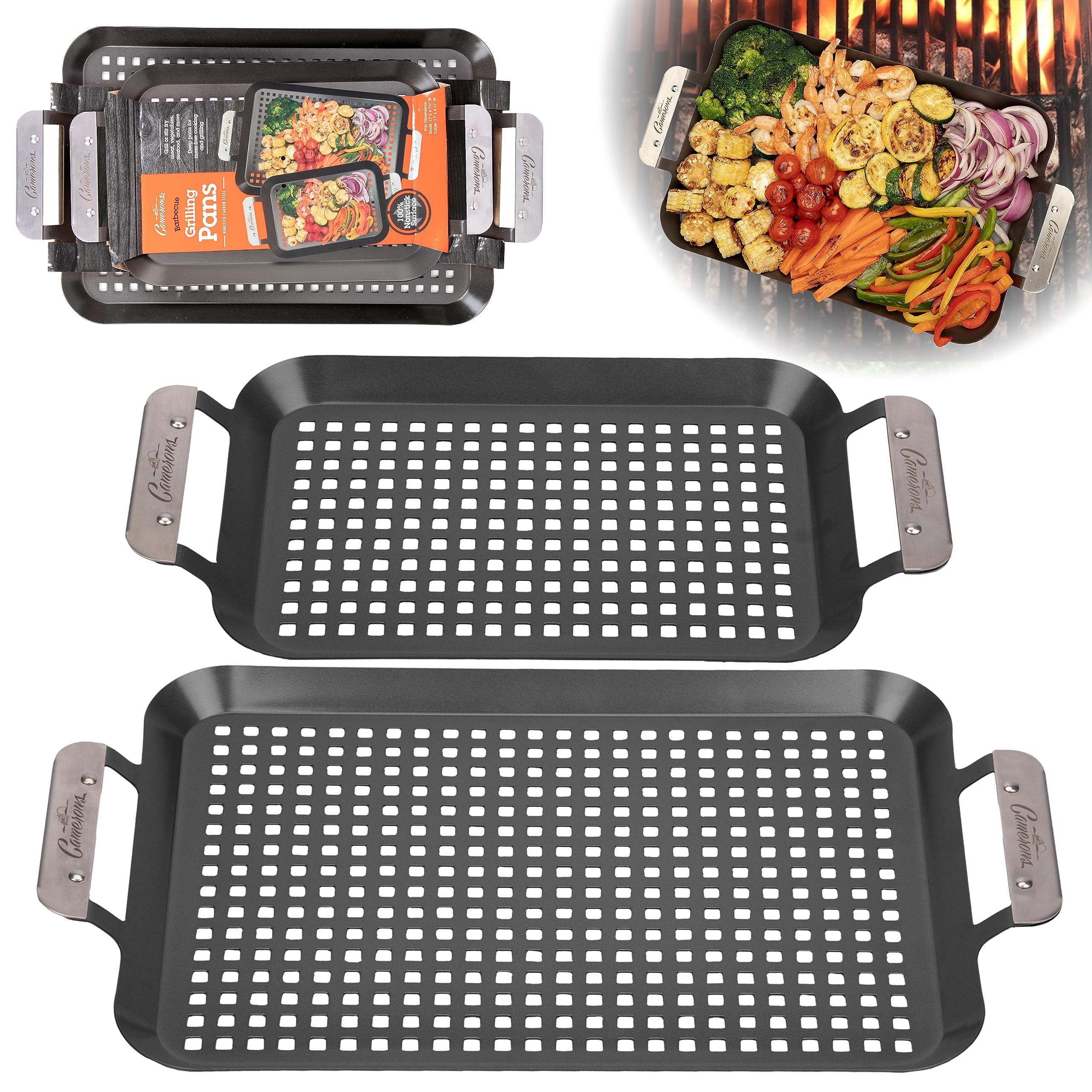 Mua Camerons BBQ Grill Topper Grilling Pans (Set of 2)- Non-Stick ...