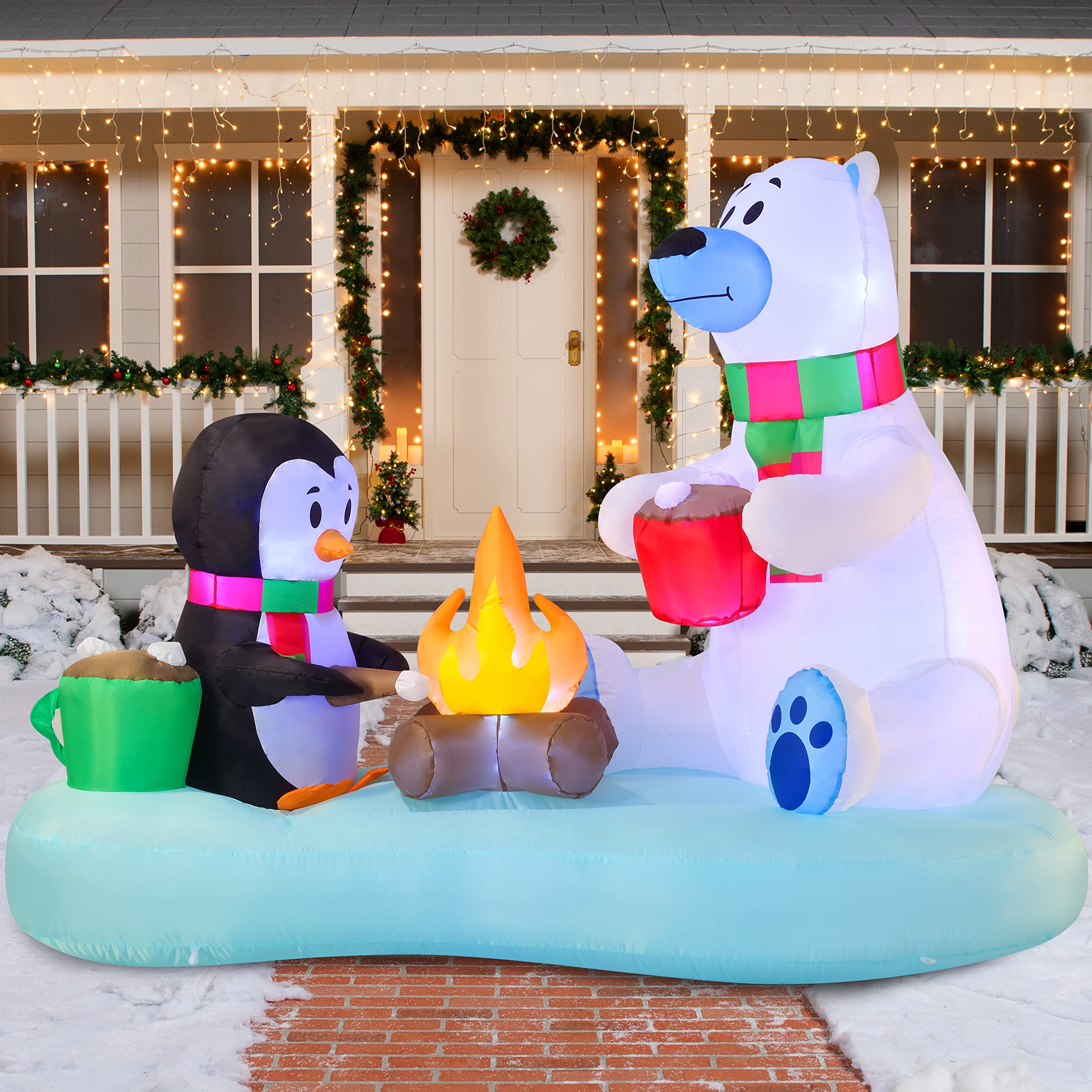 Joiedomi 6 FT Long Christmas Inflatable Polar Bear and Penguin with ...