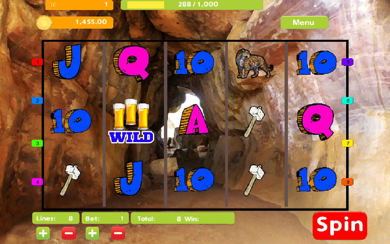 Cavegirl and Caveman Stone Age Hunter Lucky Jackpot Casino Slot Machine ...