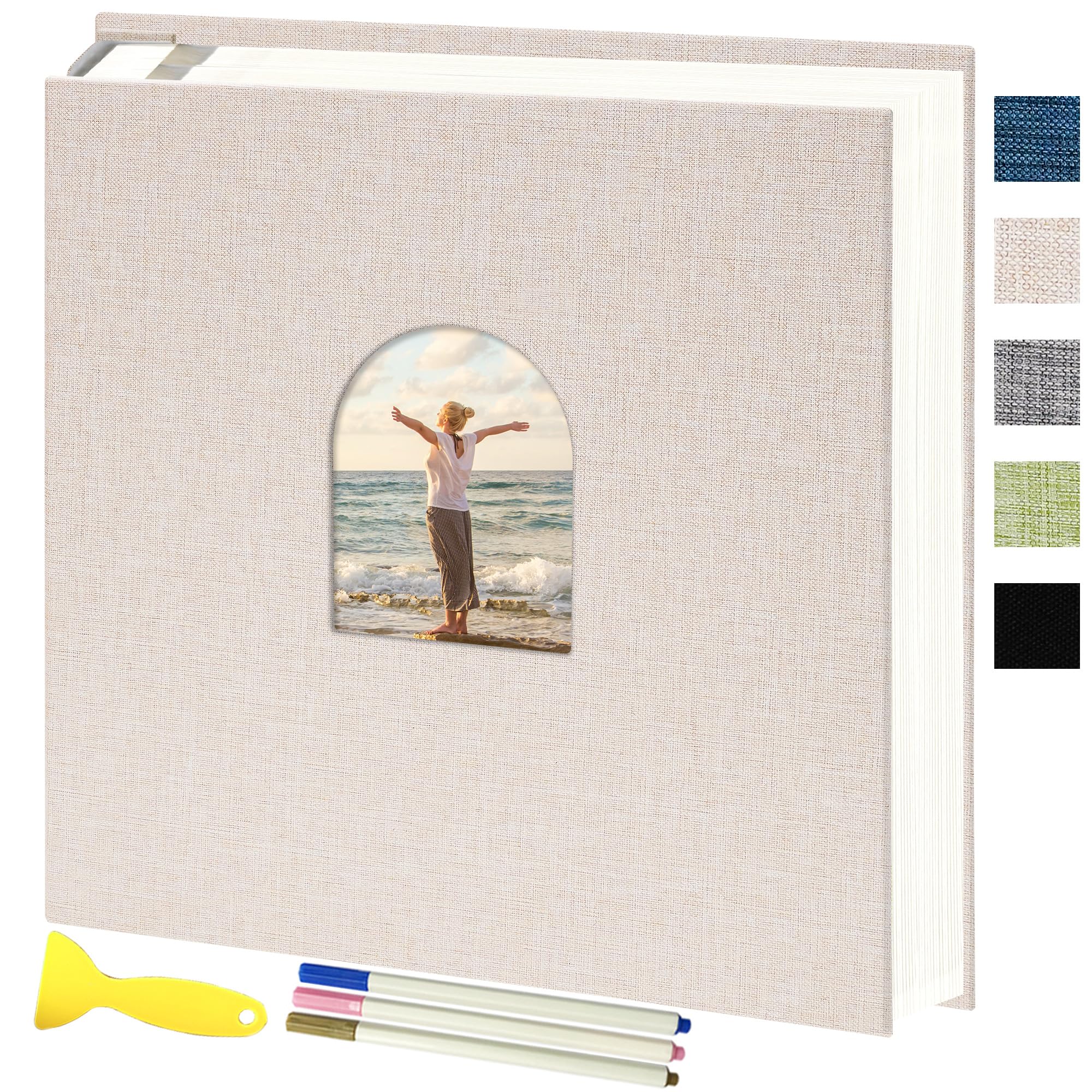 Vienrose 12.60x13 Inch Self-Adhesive Photo Album Linen Cover Arch ...