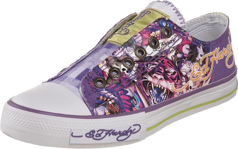 Amazon.com | ED HARDY Women's Low-Rise Sneaker, Purple-10SLR208W, 5 M ...