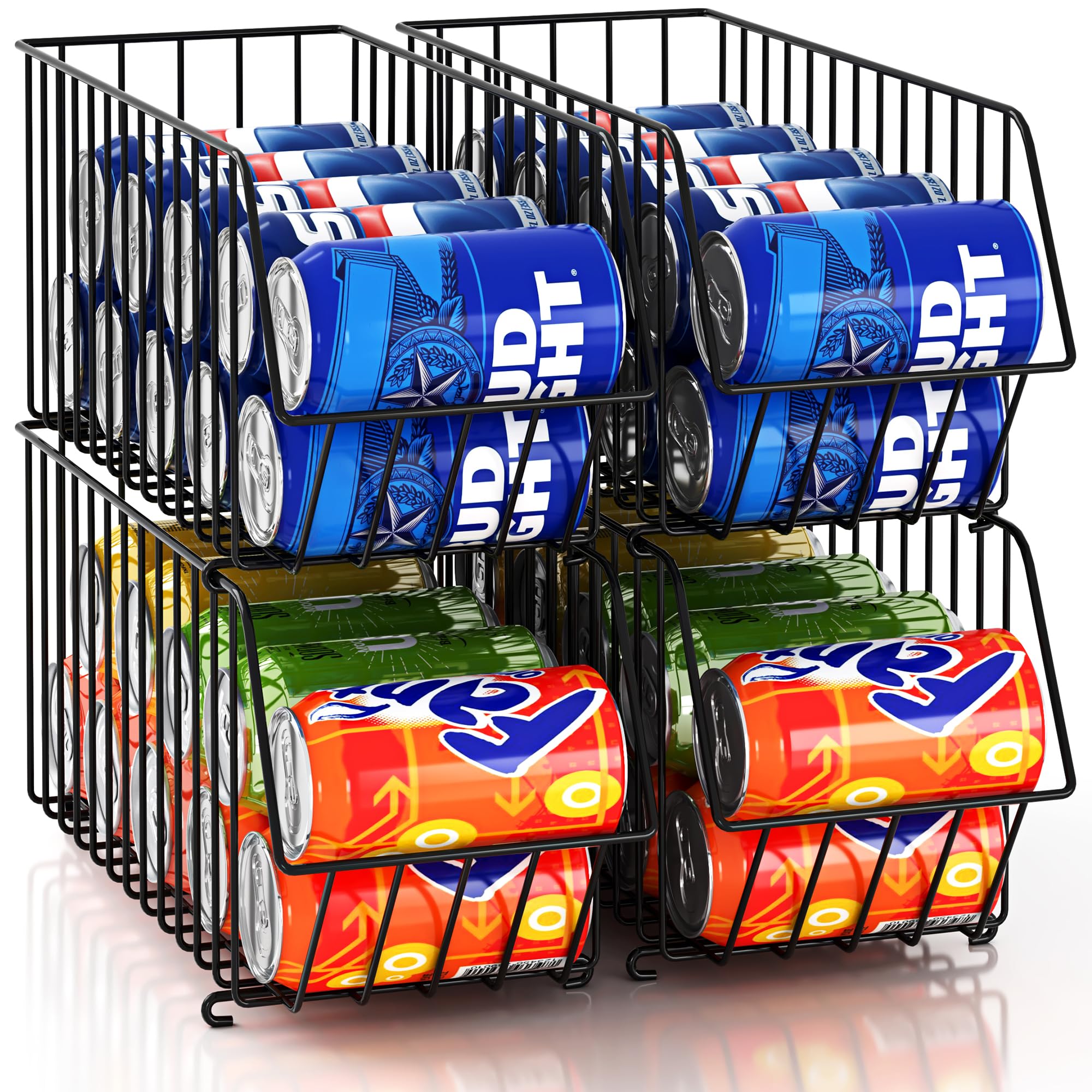 Soda Can Organizer Stackable 4 Tier Can Organizer for Pantry Drink ...