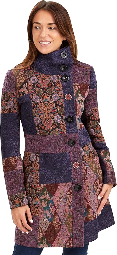 Joe Browns Women's Inspiring Reefer Long Sleeve Coat, Purple, Size 16 ...