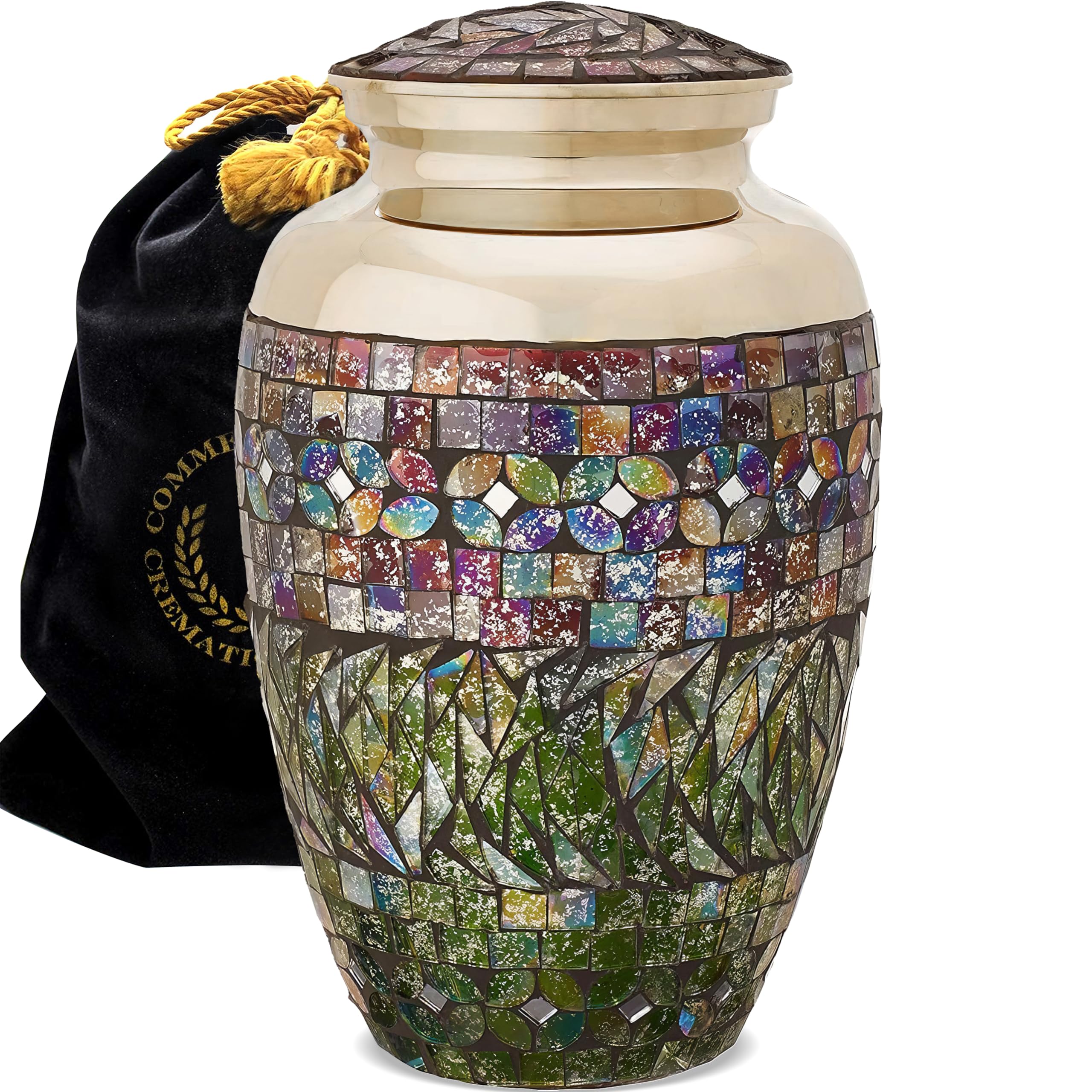 Glass Mosaic Cremation Urn for Ashes Adult Male & Female Personalized ...