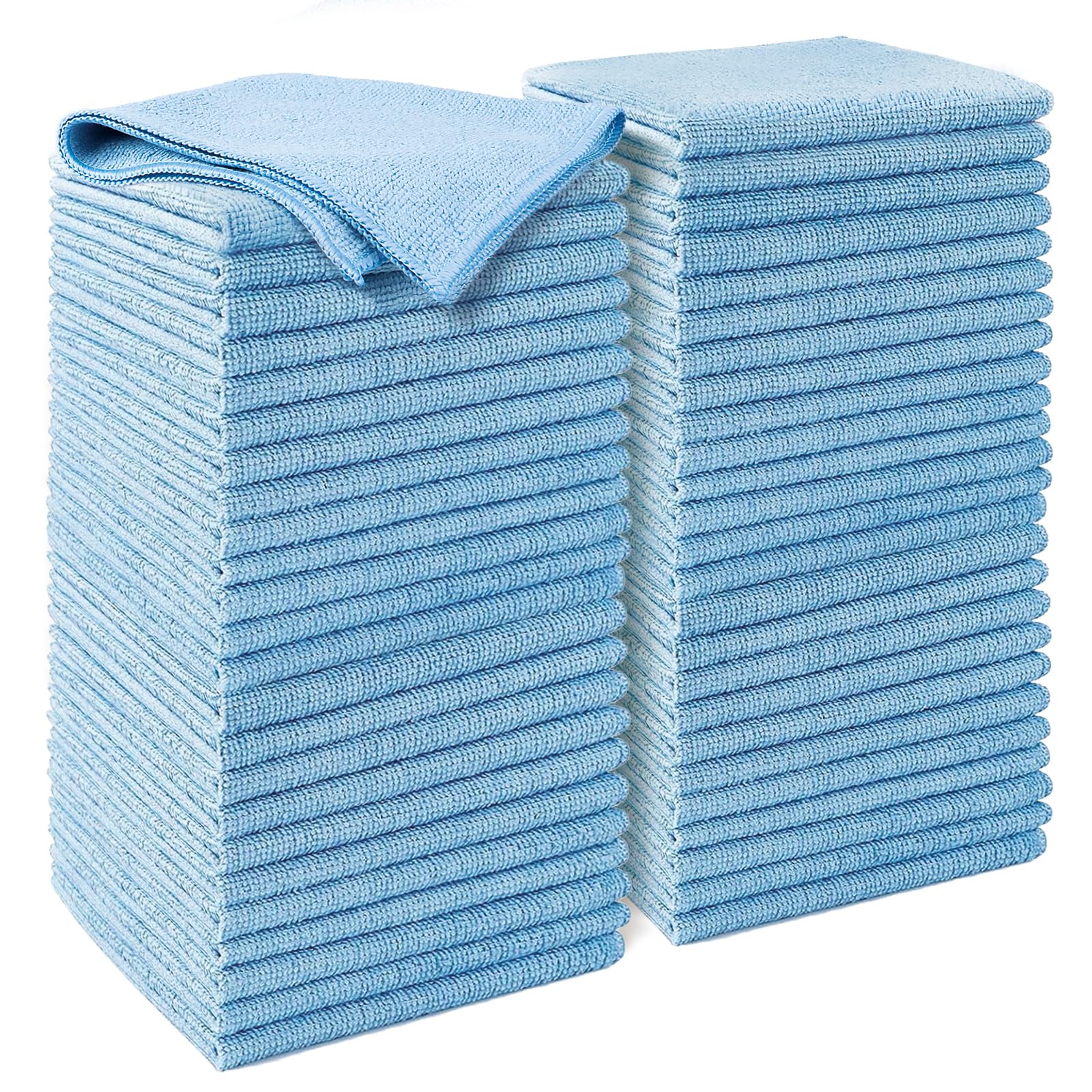 AIDEA Microfiber Cleaning Cloths, 50PK, Blue Shop Rags, Microfiber ...