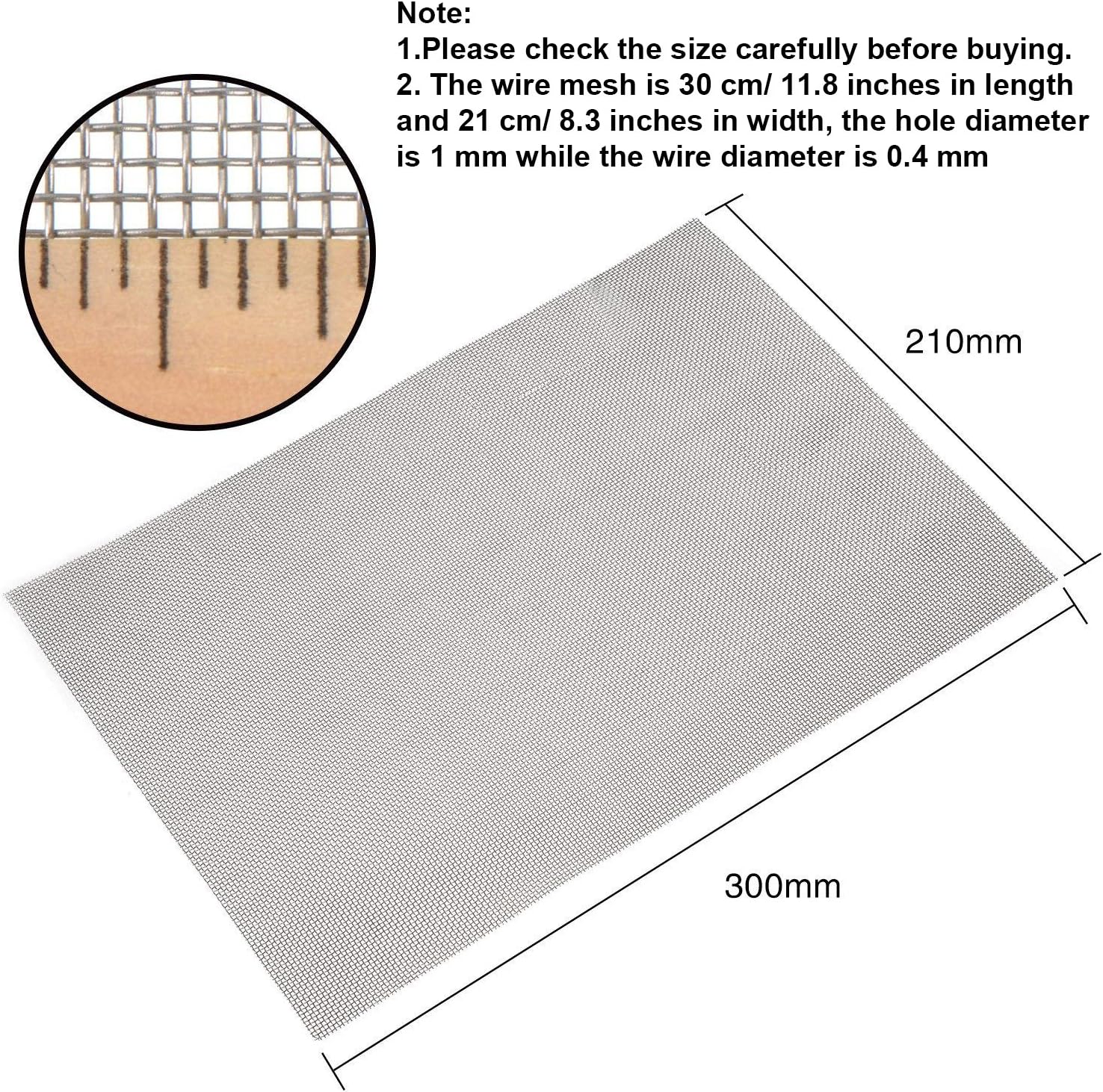 Wire Mesh Woven Meshes Stainless Steel Rodent Mesh with 1 mm Mesh, 300 ...