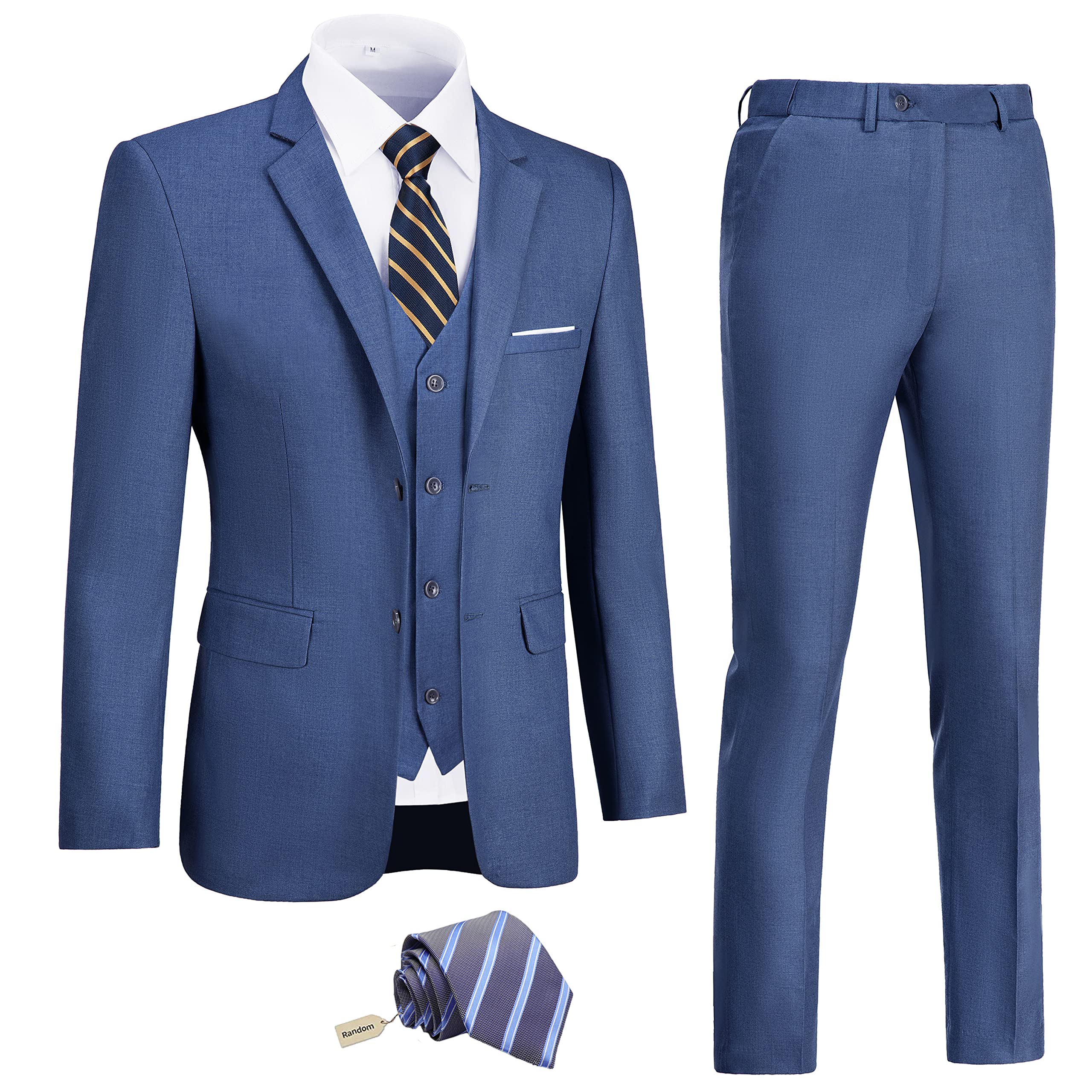 Men Suits Slim Fit 3 Piece Denim Blue Suits for Men Business Suit ...