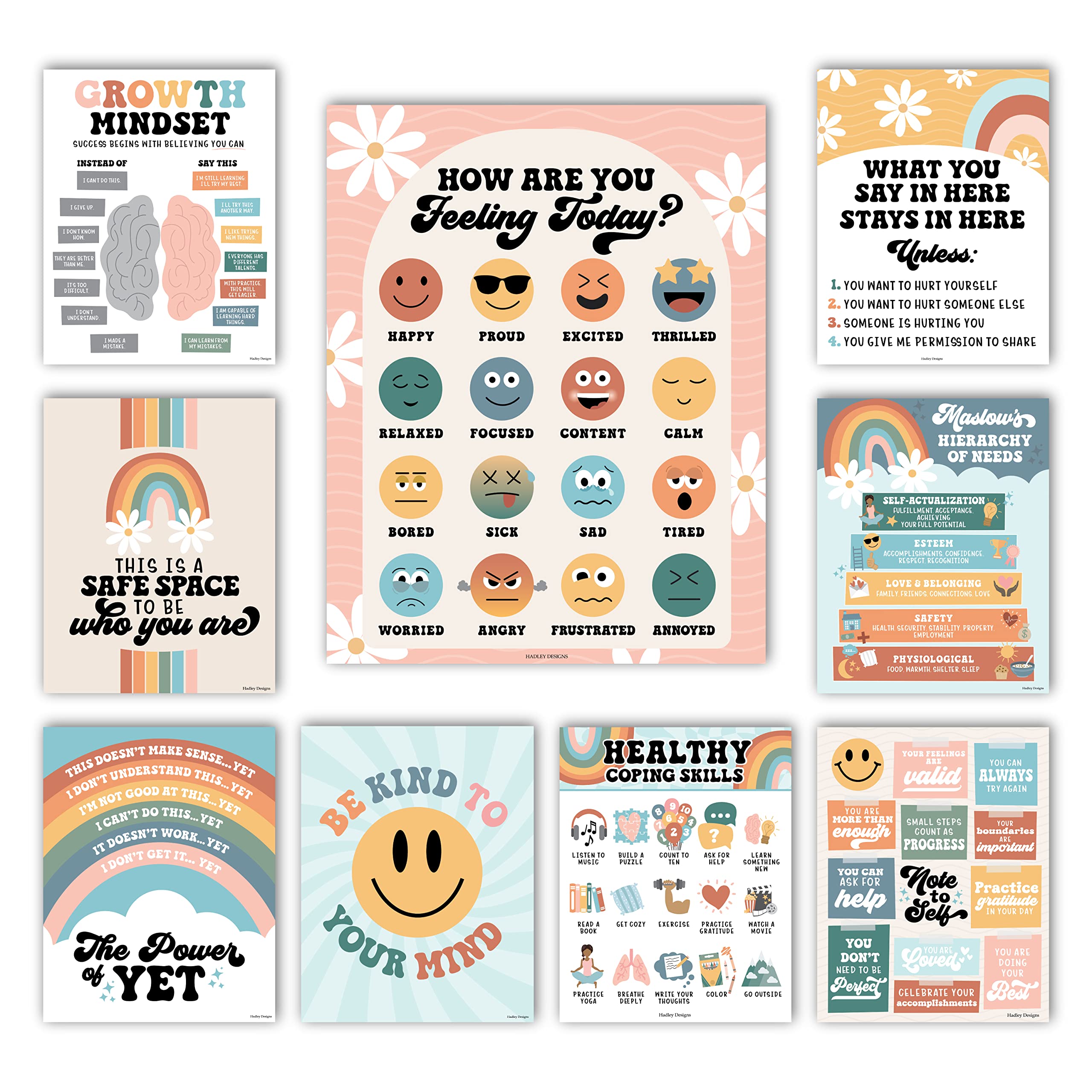 Mua Hadley Designs 9 Retro Mental Health Posters For Classroom ...