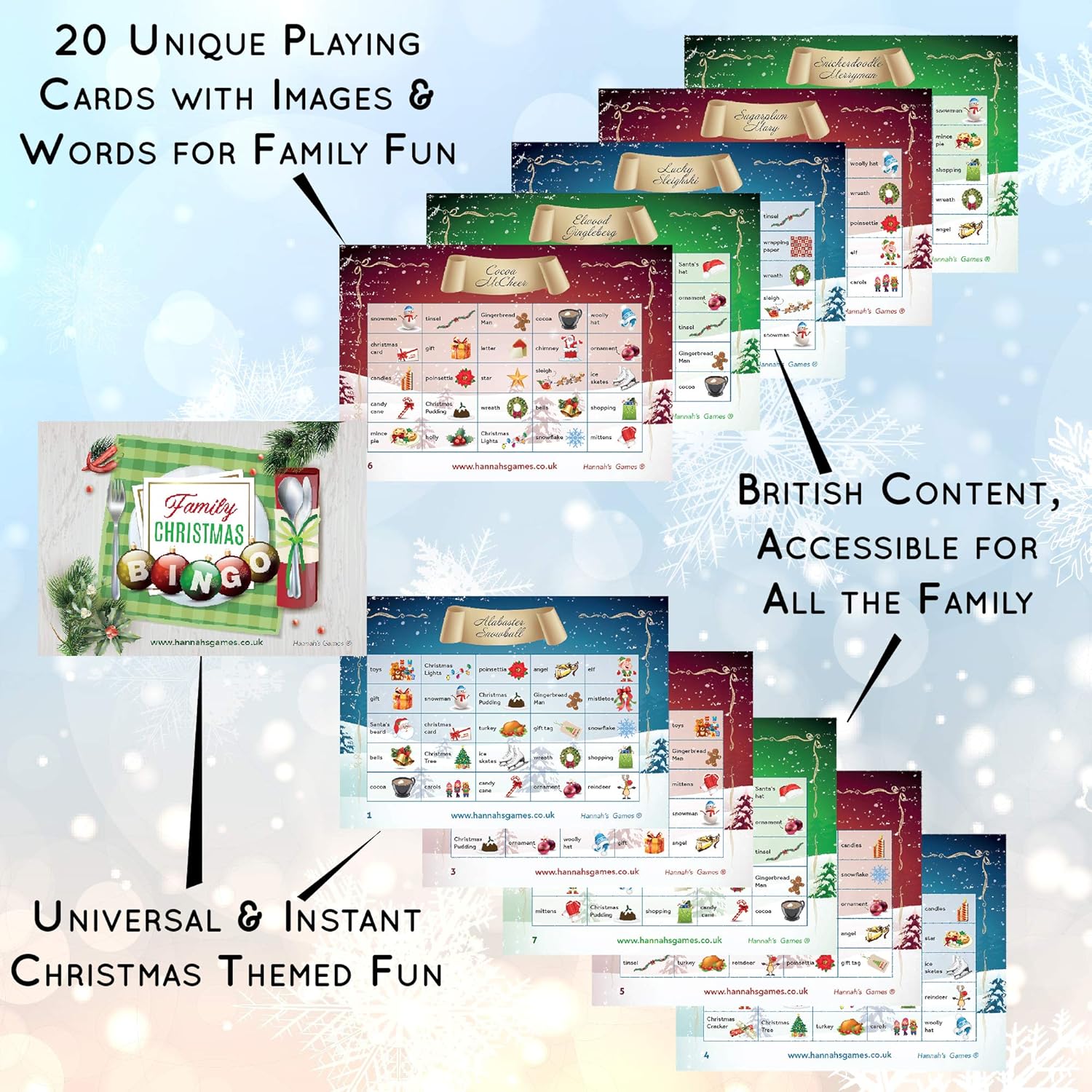 Christmas Bingo Cards Game – 20 A6 Postcard Size Christmas Bingo Game ...