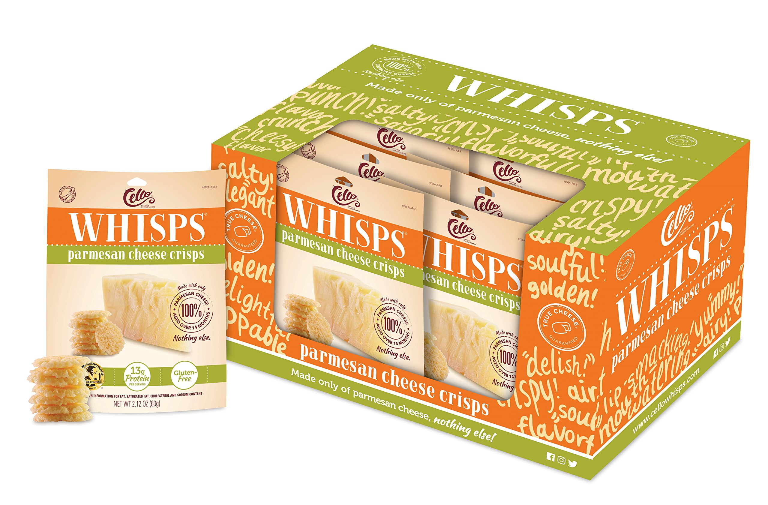Cello Whisps 100% Asiago Pepper Jack Cheese Crisps and Chips Snack Bags ...