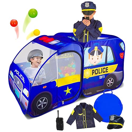 Police Car Pop Up Play Tent with Sound Button and Policeman Officer ...
