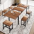 Amazon.com - iPormis 7-Piece Dining Table Set with 6 Stools, 63 ...