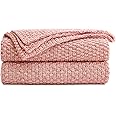 Amazon.com: Longhui bedding Dusty Pink Knitted Throw Blanket for Couch ...