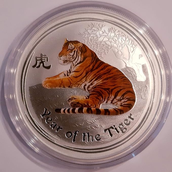 Lunar II Tiger 2010 farbig coloriert 1 Unze Silber Münze Silbermünze Perth Mint Lunar 2: Amazon ...