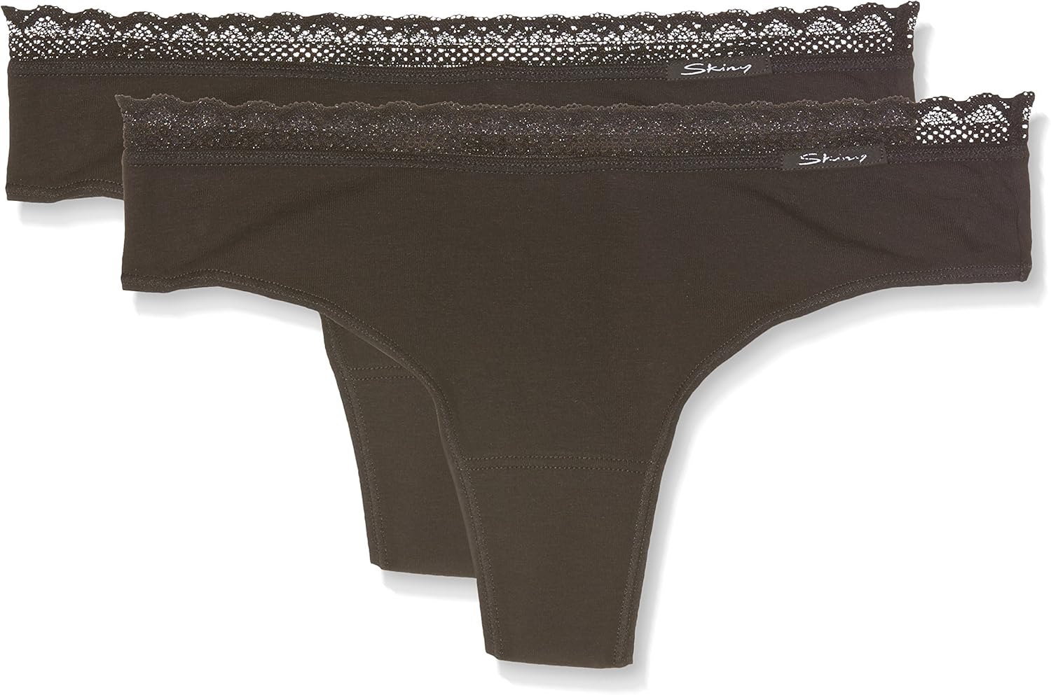Skiny Damen Strings Advantage Lace Cheeky String 2er Pack, Schwarz ...