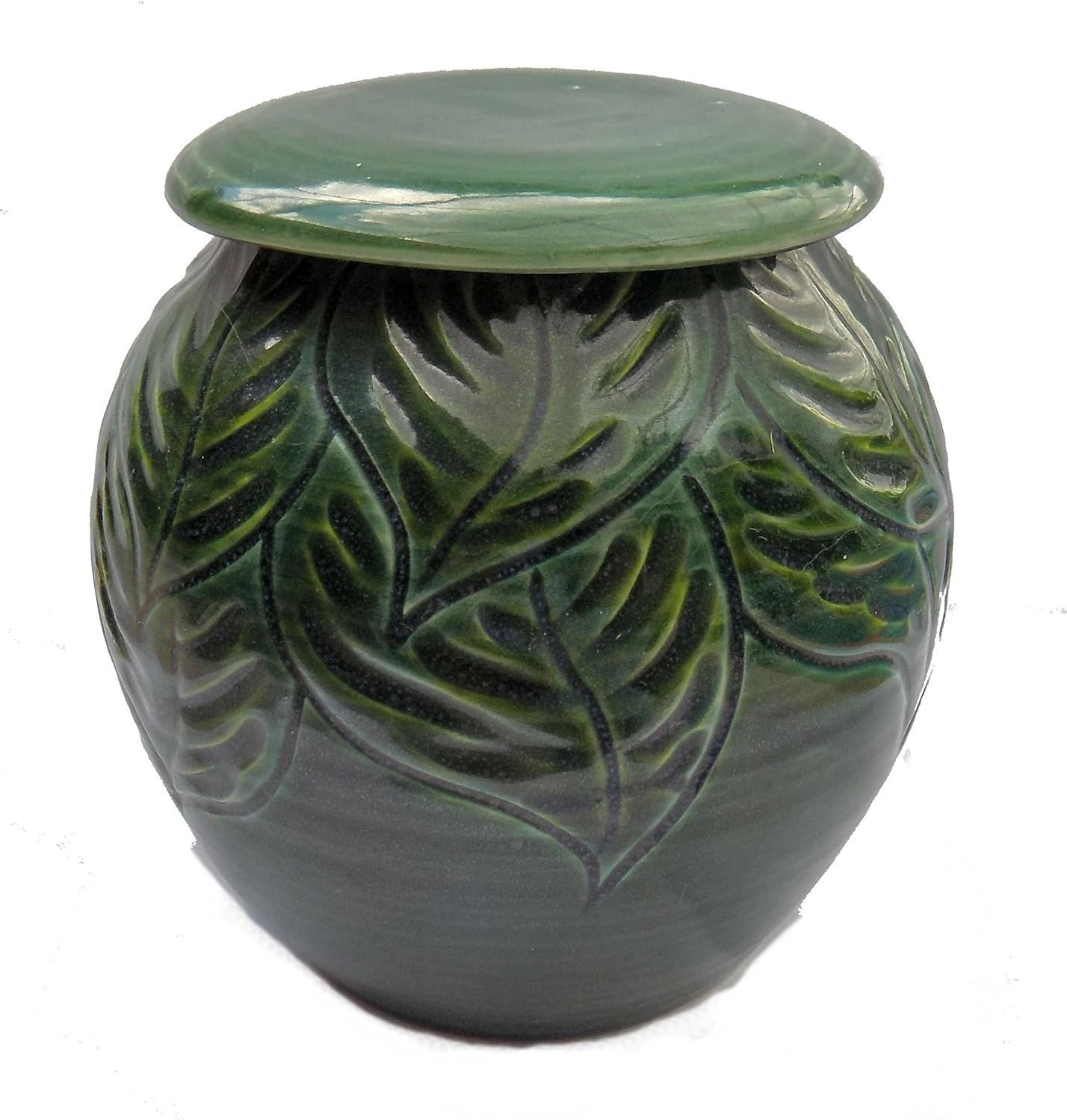 Amazon.com: Lidded Jar Green Leaves TR: Handmade